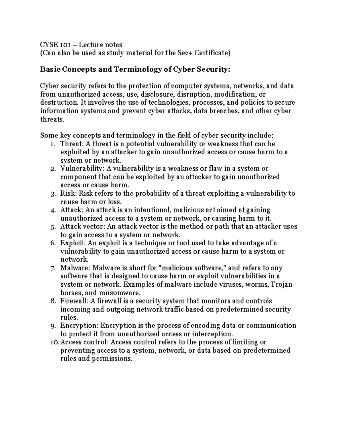 Basic Concepts and Terminology CYSE 101 - CYSE 101 – Lecture notes (Can ...