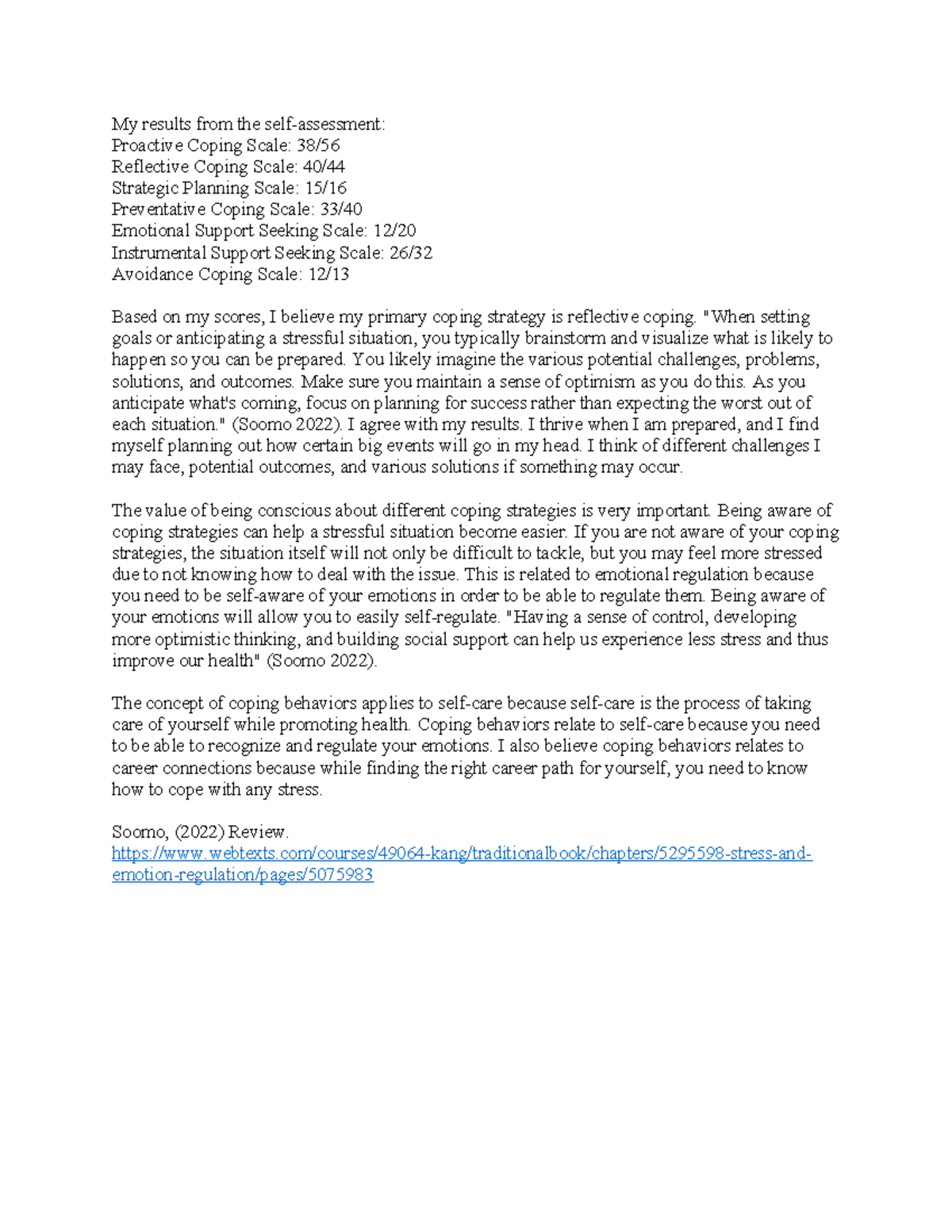 PSY108 Module 4-1 Discussion - My results from the self-assessment ...