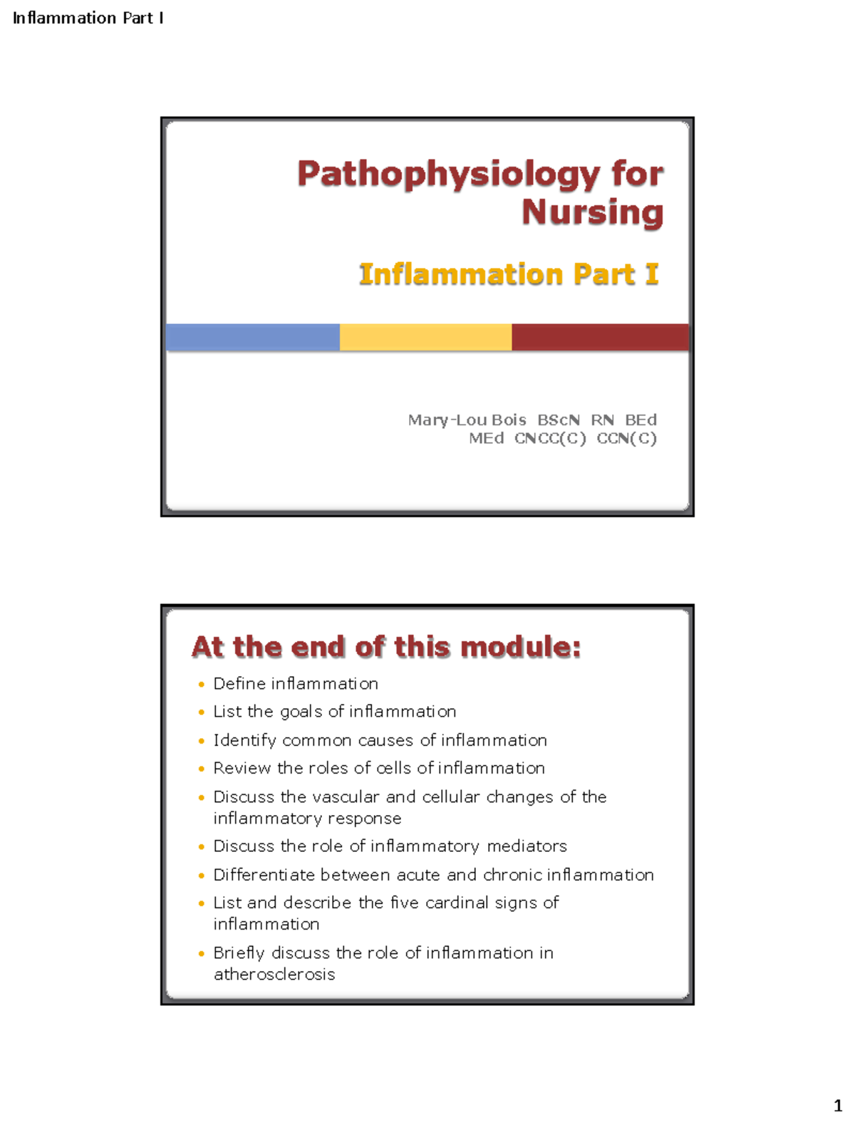 2. Inflammation Part I Module - Nursing Concepts in Health & Illness ...