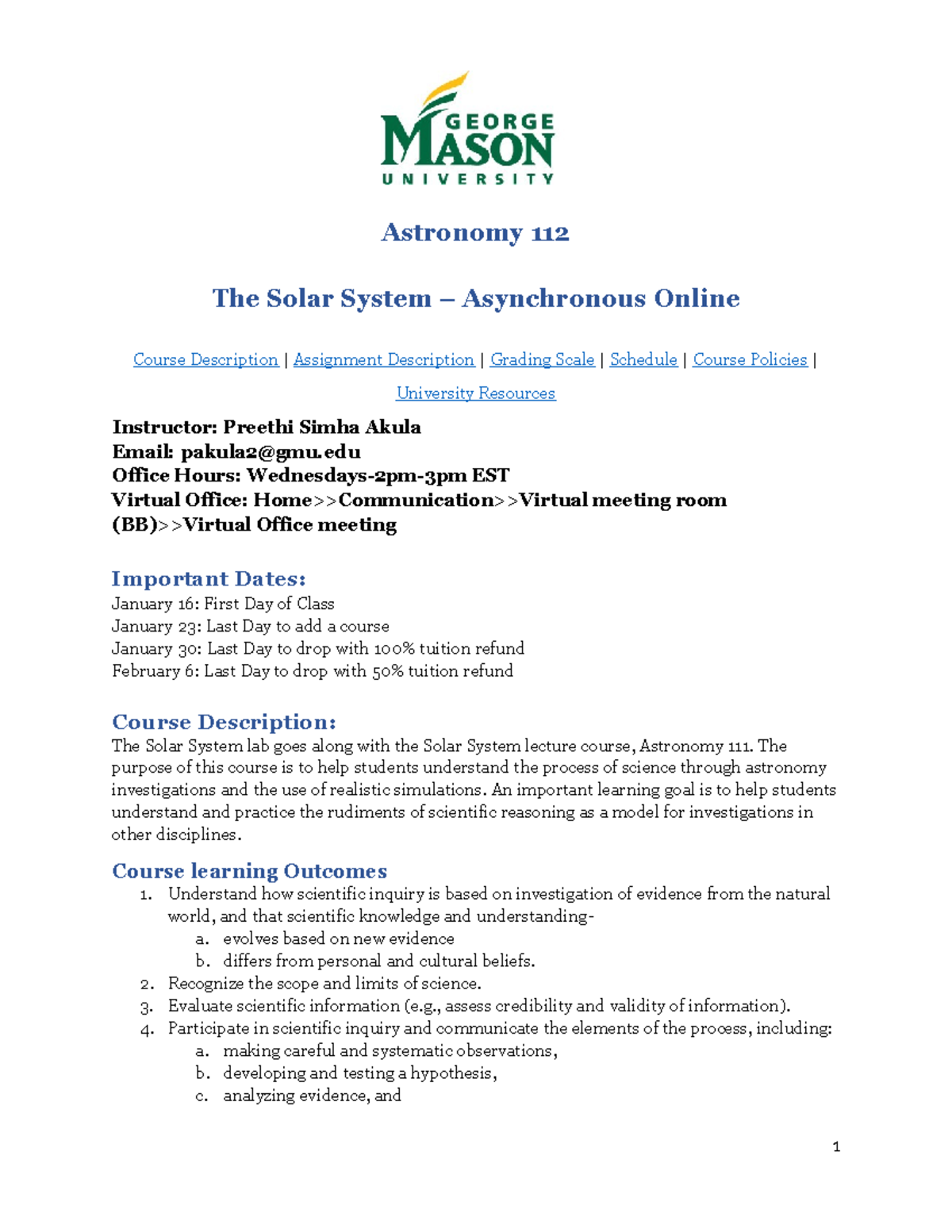 Astronomy 112 Syllabus Spring 2024 asynchronous online(1) - Astronomy ...