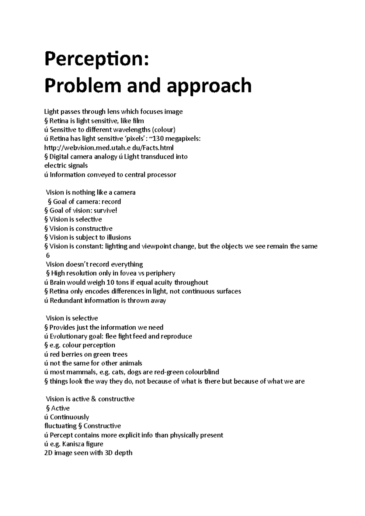 Perception and problem approach - cognitive lecture 6 - Perception ...