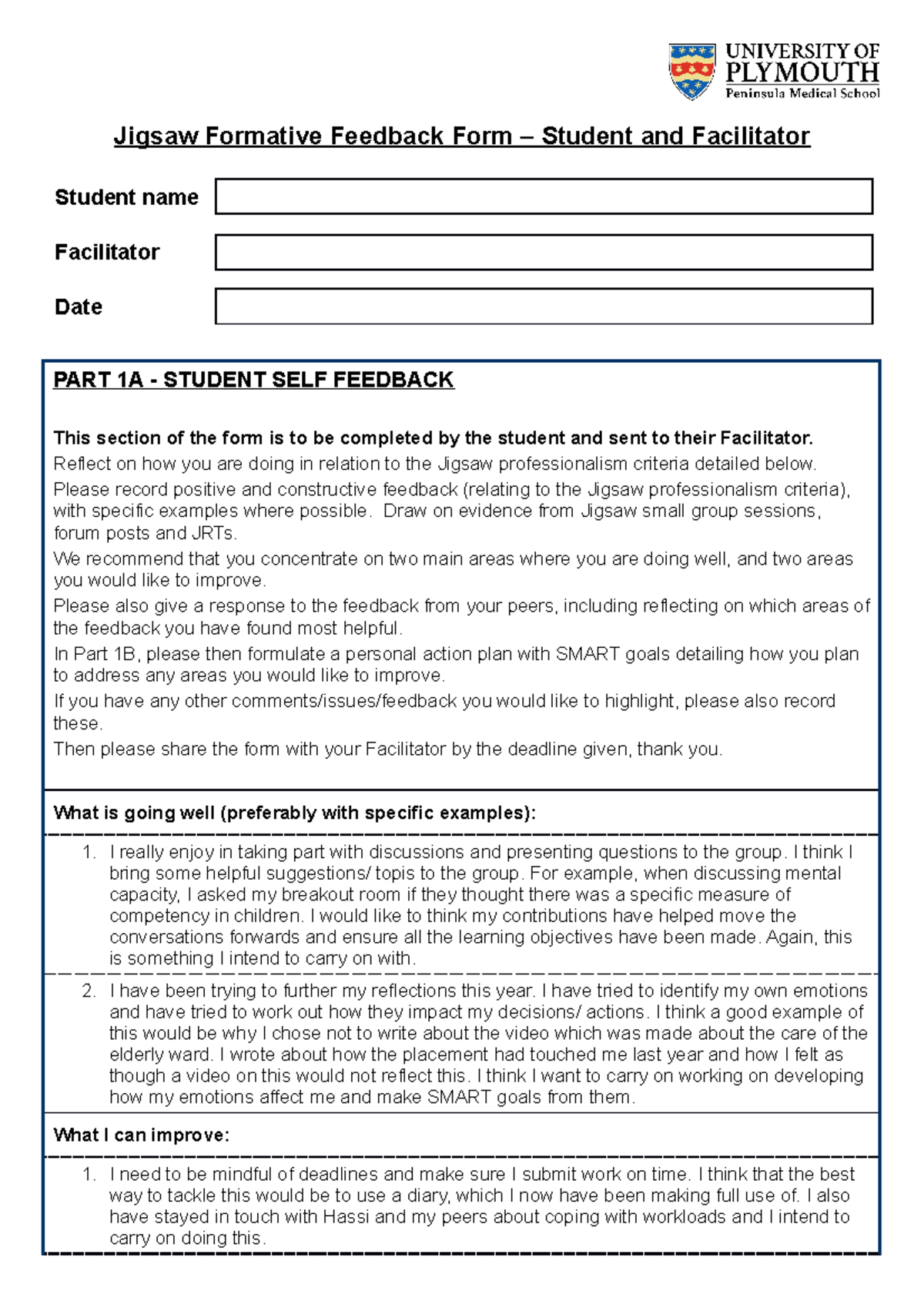 Self formative feedback jigsaw b 5 completed - Jigsaw Formative ...