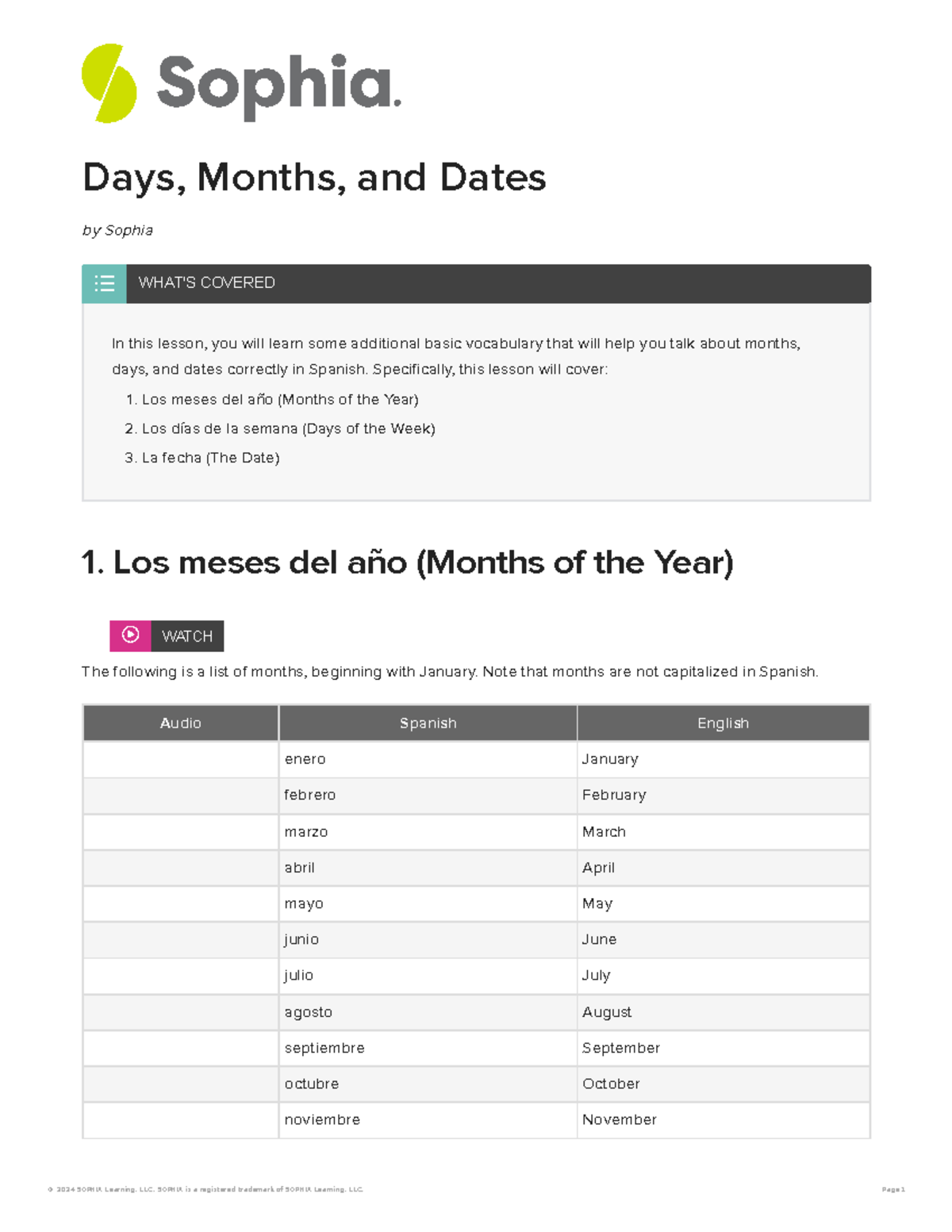 Days months and dates - notes - Days, Months, and Dates by Sophia In ...