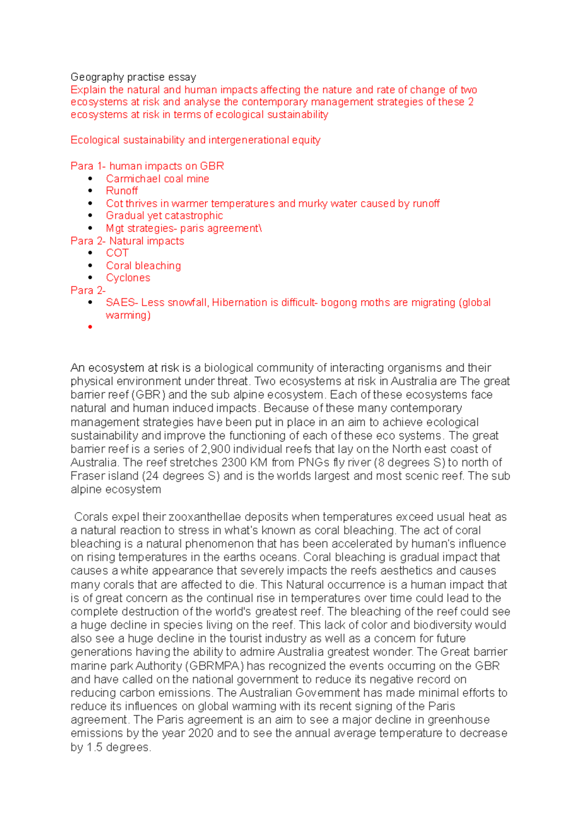 SAES AND GBR - geography essay - Geography practise essay Explain the ...