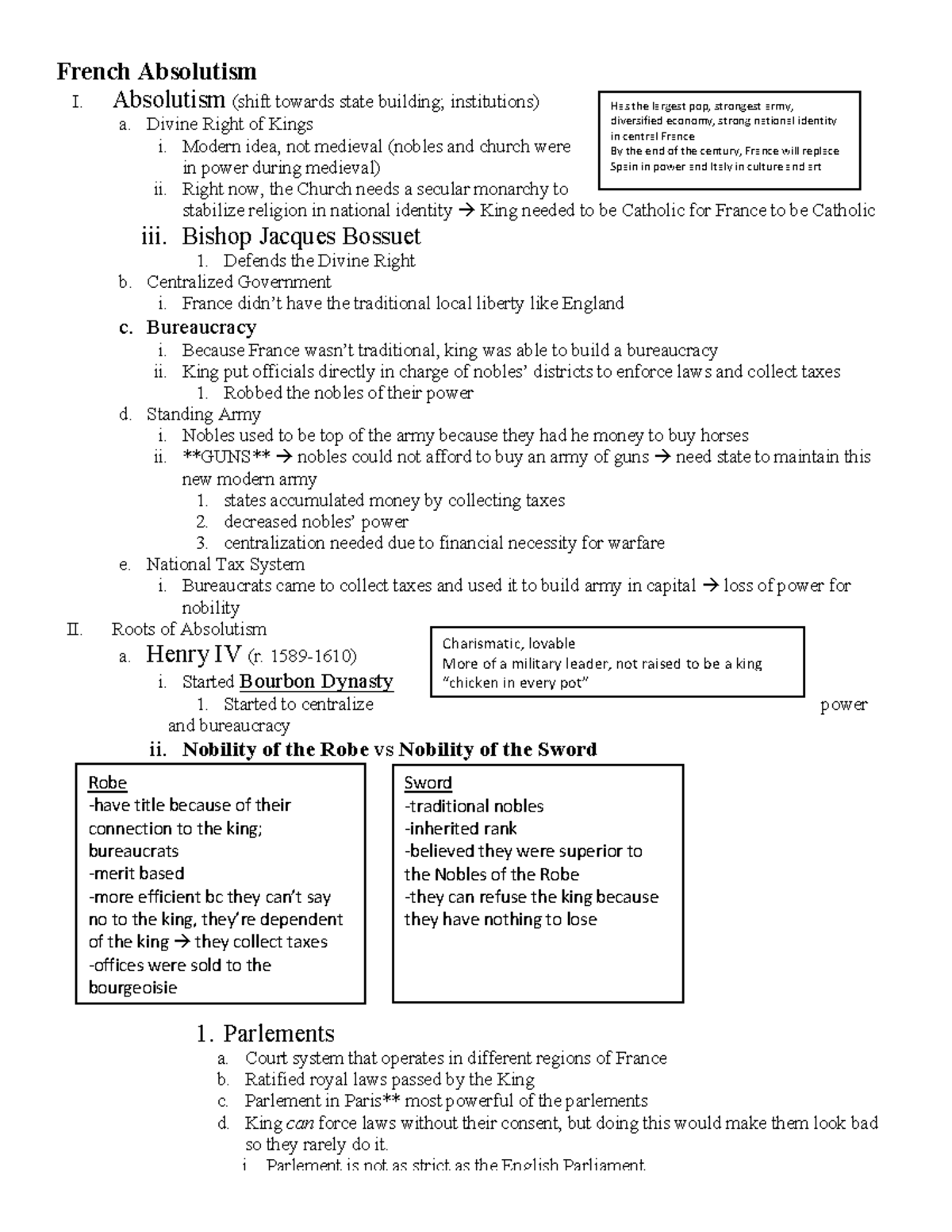 French Absolutism - Lecture notes 4 - French Absolutism I. Absolutism ...