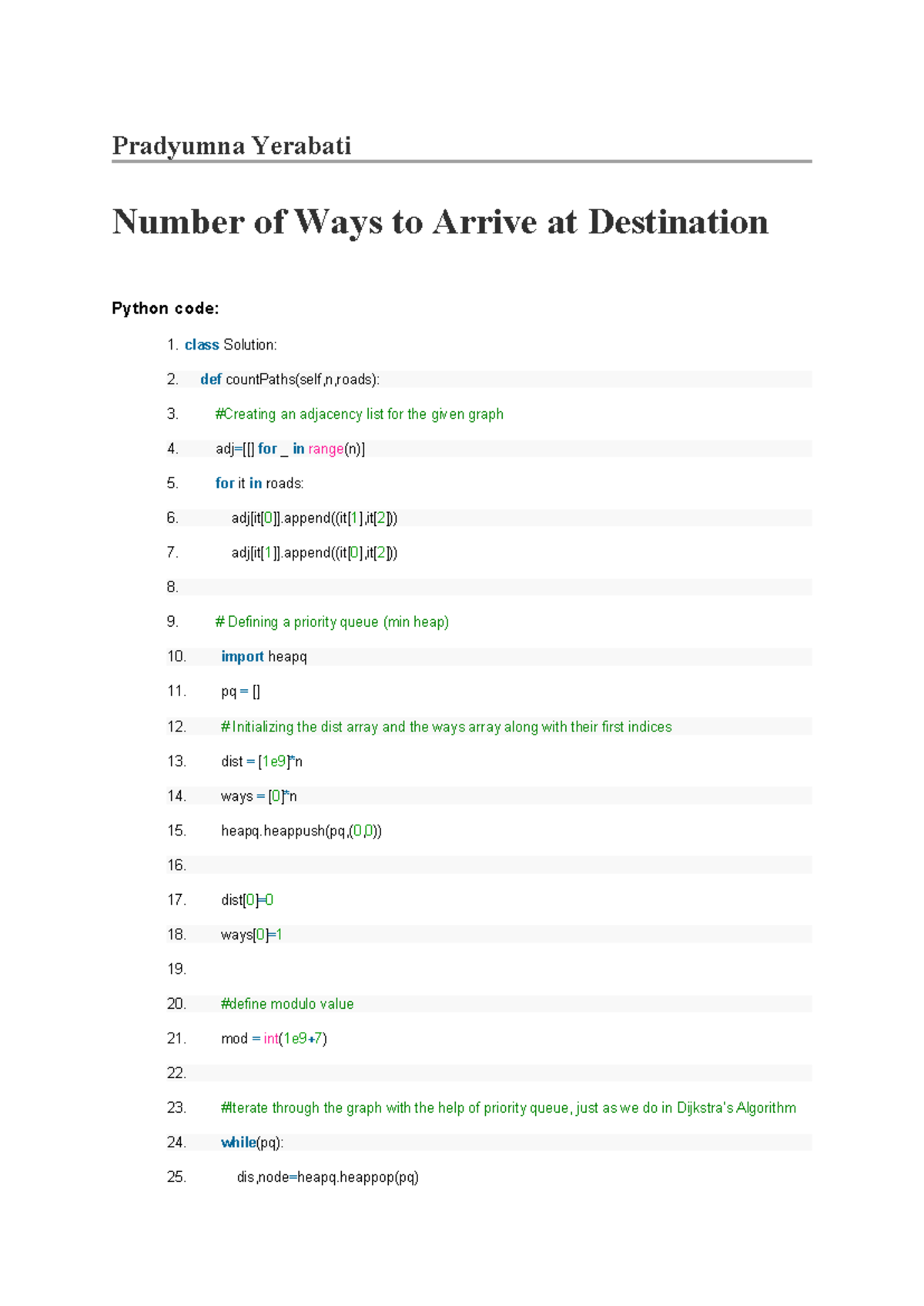 Python codes - Pradyumna - Pradyumna Yerabati Number of Ways to Arrive at Destination Python ...