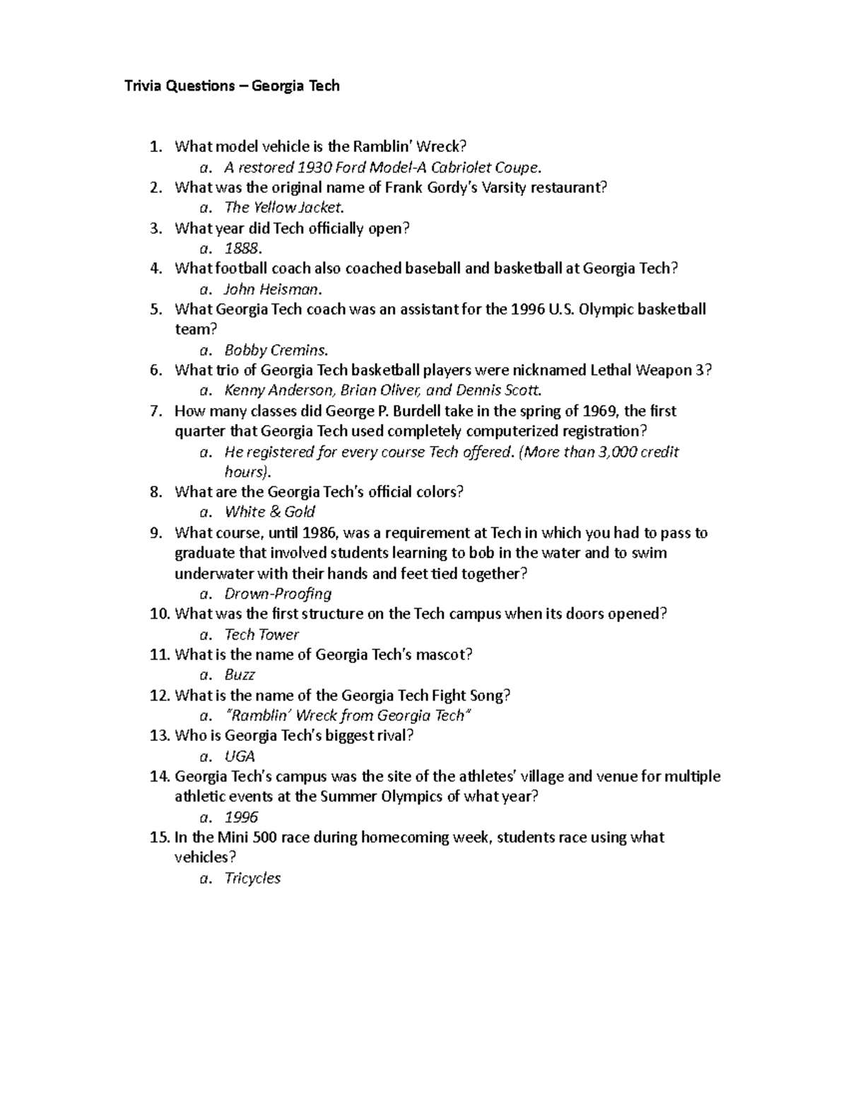 Trivia questions - fdsaf - Trivia Questions – Georgia Tech What model ...