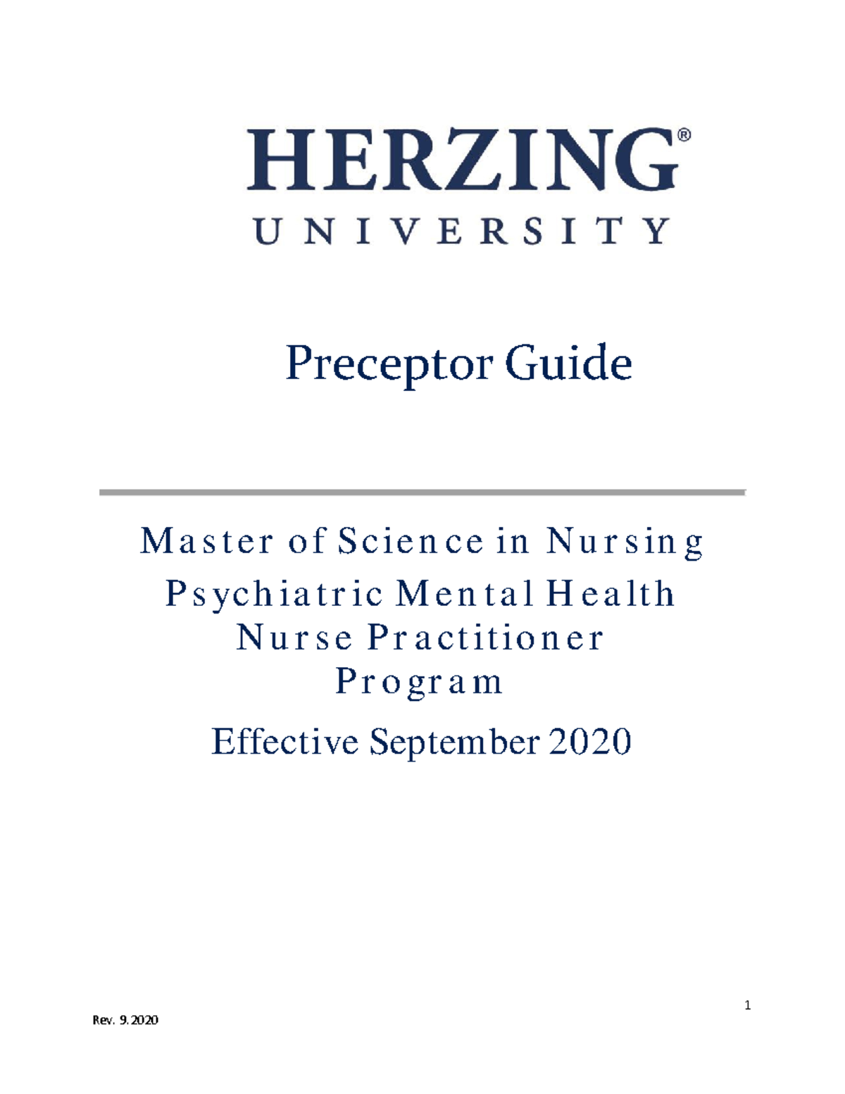 Pmhnp Preceptor Guide Sept2020 Term - 1 Preceptor Guide Mast er of Science in Nursing ...