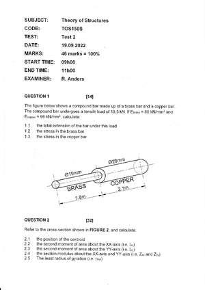 Stress and strain notess - 3 Direct stress and strain Symbols A area E ...
