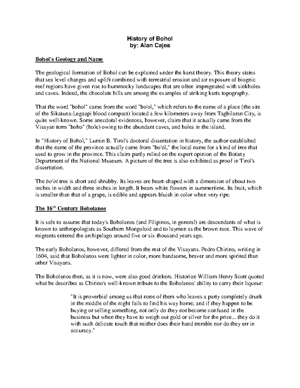 Bohol History by Alan Cajes - History of Bohol by: Alan Cajes Bohol's ...