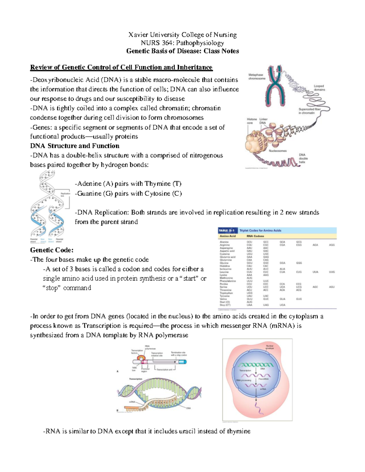 Genetic+Basis+of+Disease+Class+Notes+ Answers - Xavier University ...