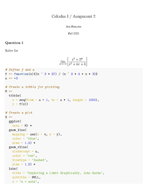 Assignment 14 - Calculus homework example - Calculus I / Assignment Ava ...