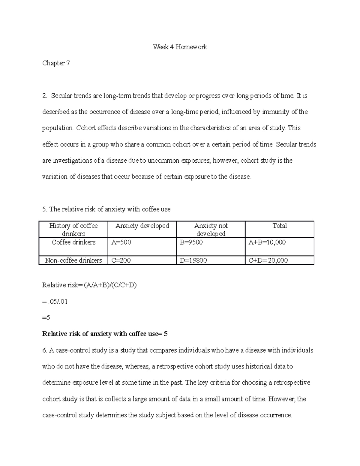 CHLH Week 4 Homework - Week 4 Assignment - Week 4 Homework Chapter 7 ...