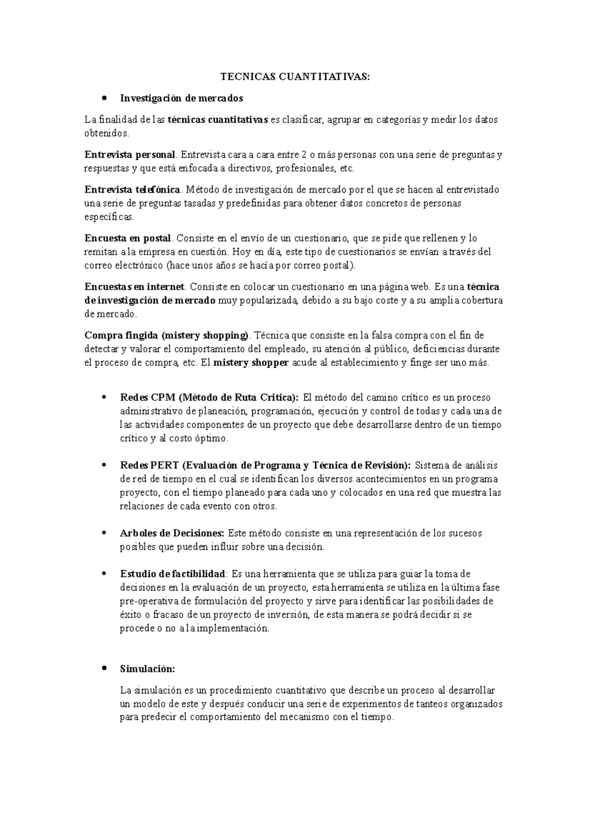 Tecnicas Cuantitativas Tecnicas Cuantitativas Investigación De