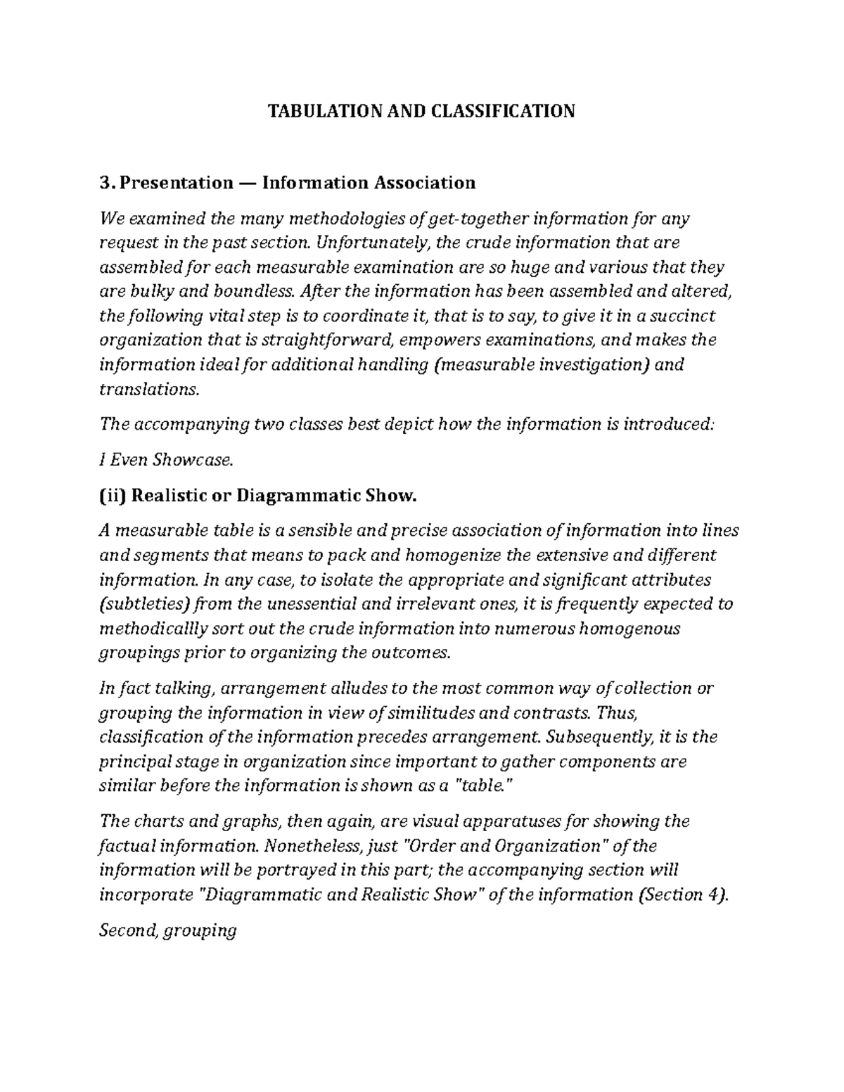 Tabulation AND Classification - TABULATION AND CLASSIFICATION Presentation — Information ...