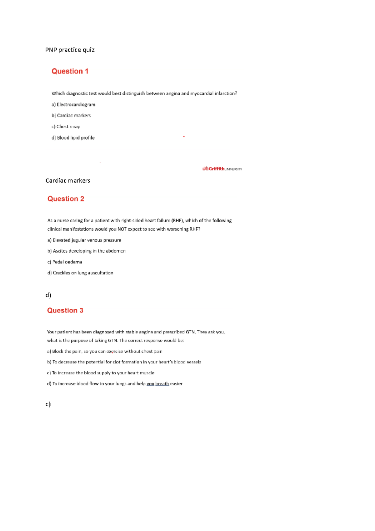 Prac eot - notes - PNP practice quiz Cardiac markers d) c) c) b ...