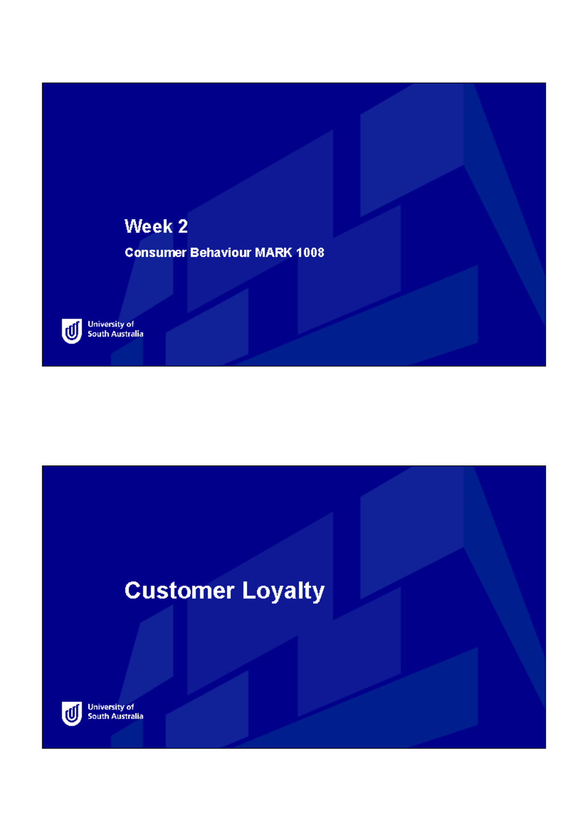 Week 2 Lecture Handouts-Loyalty - Week 2 Consumer Behaviour MARK 1008 ...