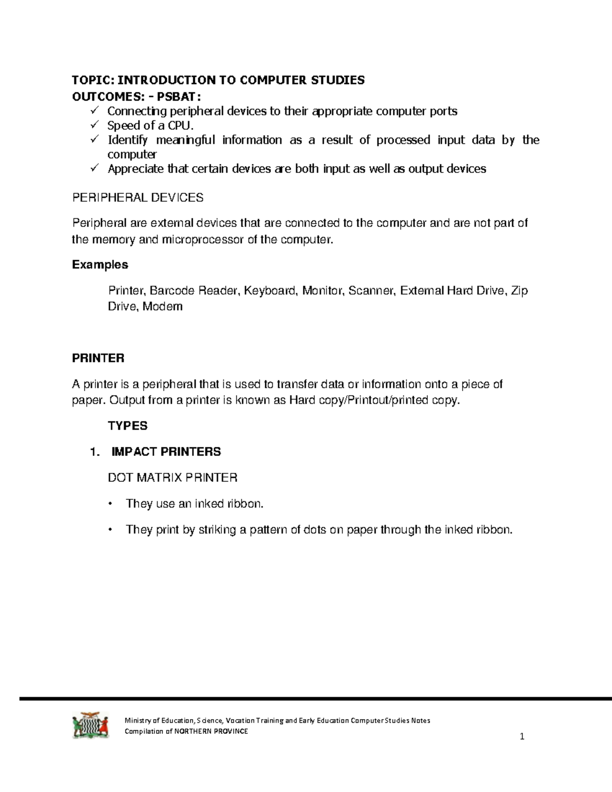 G 9 COMP Notes - Ministry of Education, Science, Vocation Training and ...