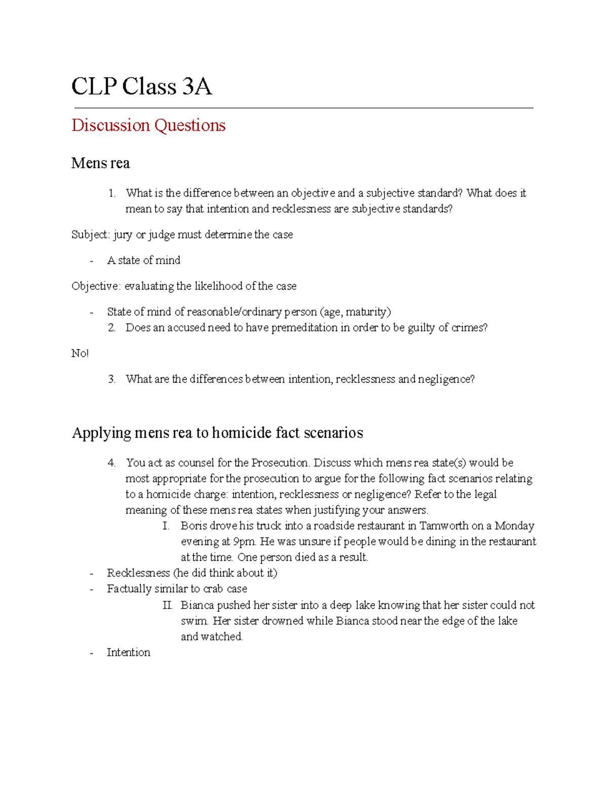 CLP Class 3A - Lecture notes 3 - CLP Class 3A Discussion Questions Mens ...