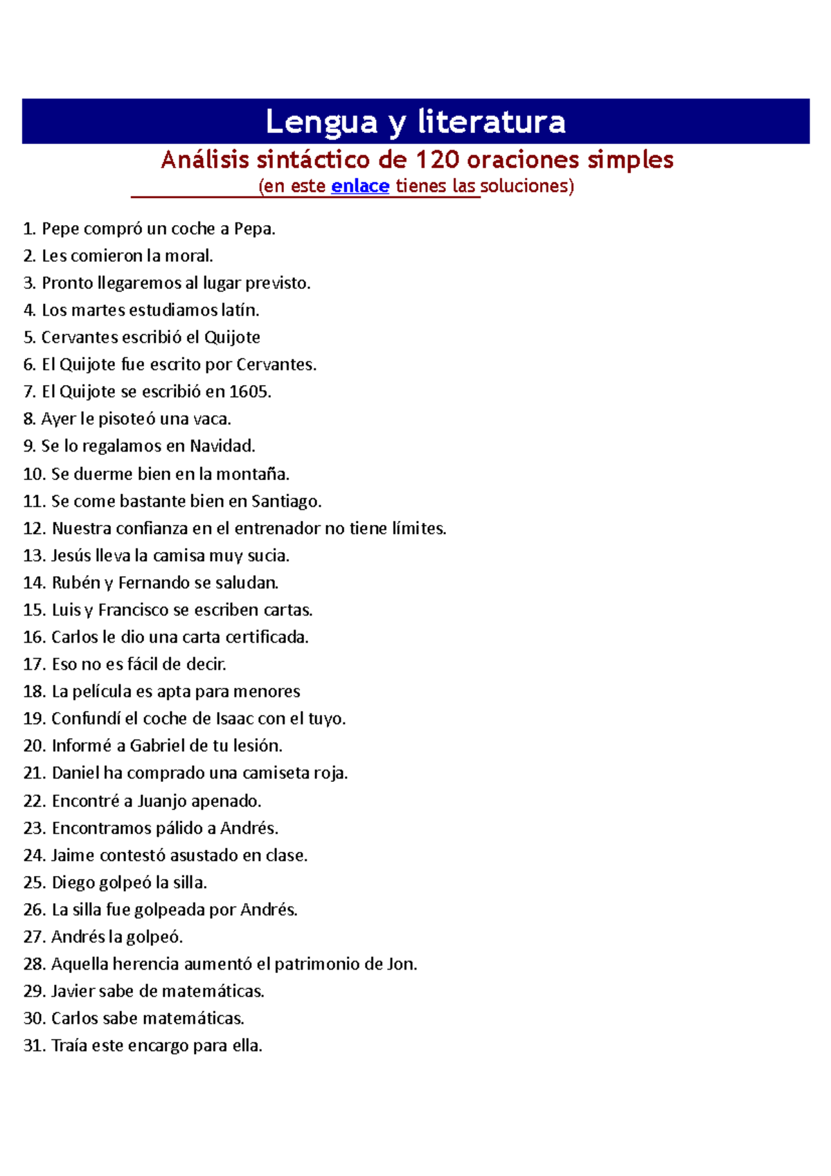 Sintaxis- Frases- TeoríA - Lengua y literatura Análisis sintáctico de ...