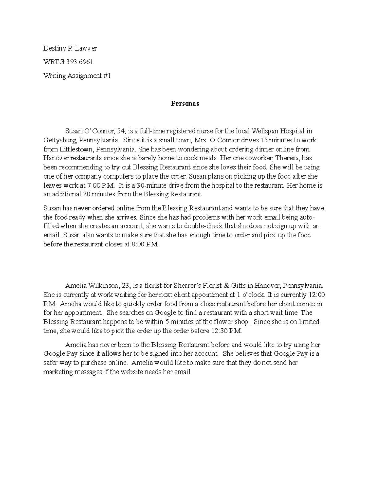 WA1 Personas Document - Destiny P. Lawver WRTG 393 6961 Writing ...