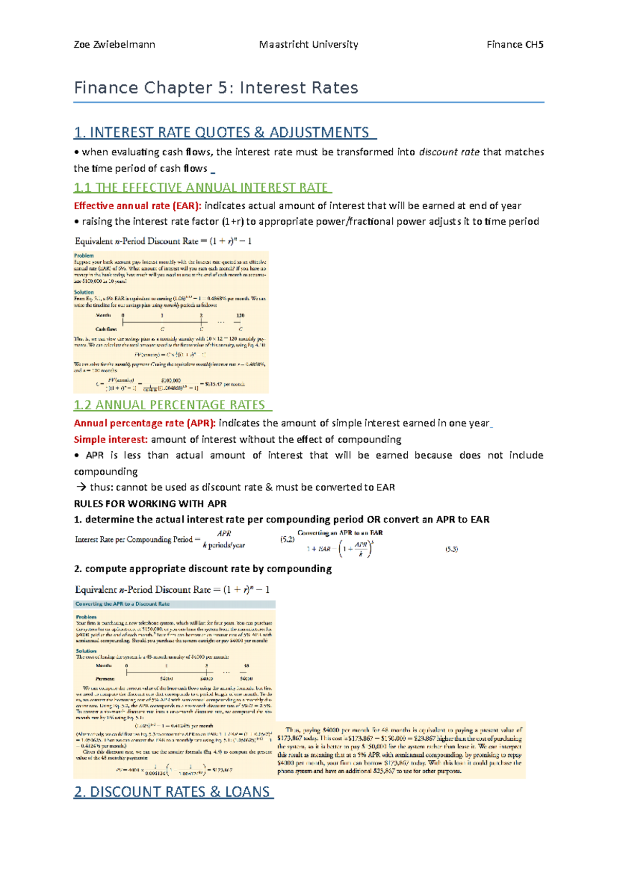 Finance Chapter 5 - INTEREST RATE QUOTES & ADJUSTMENTS when evaluating ...