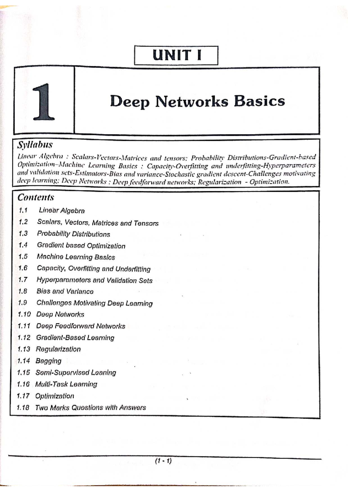 Deep-learning-book - Notes of deep learning - UNIT I 1 Deep Networks ...