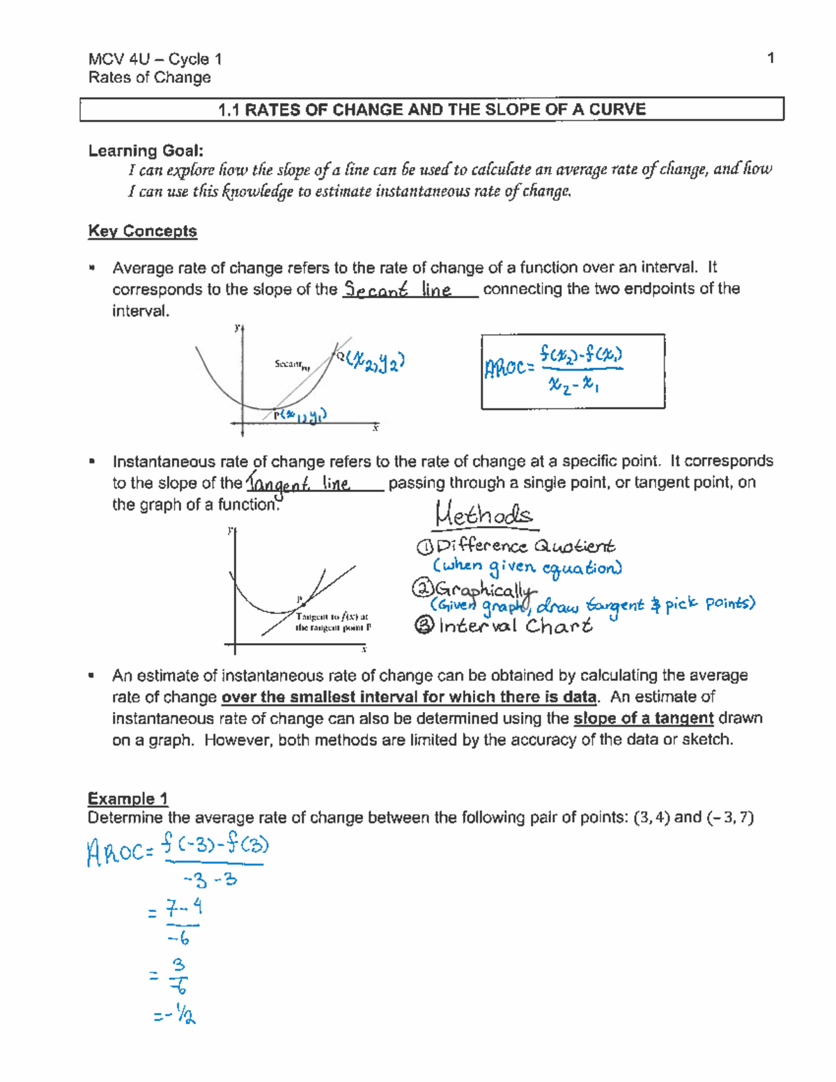 Cycle 1 Notes Completed - MATH 212 - Studocu