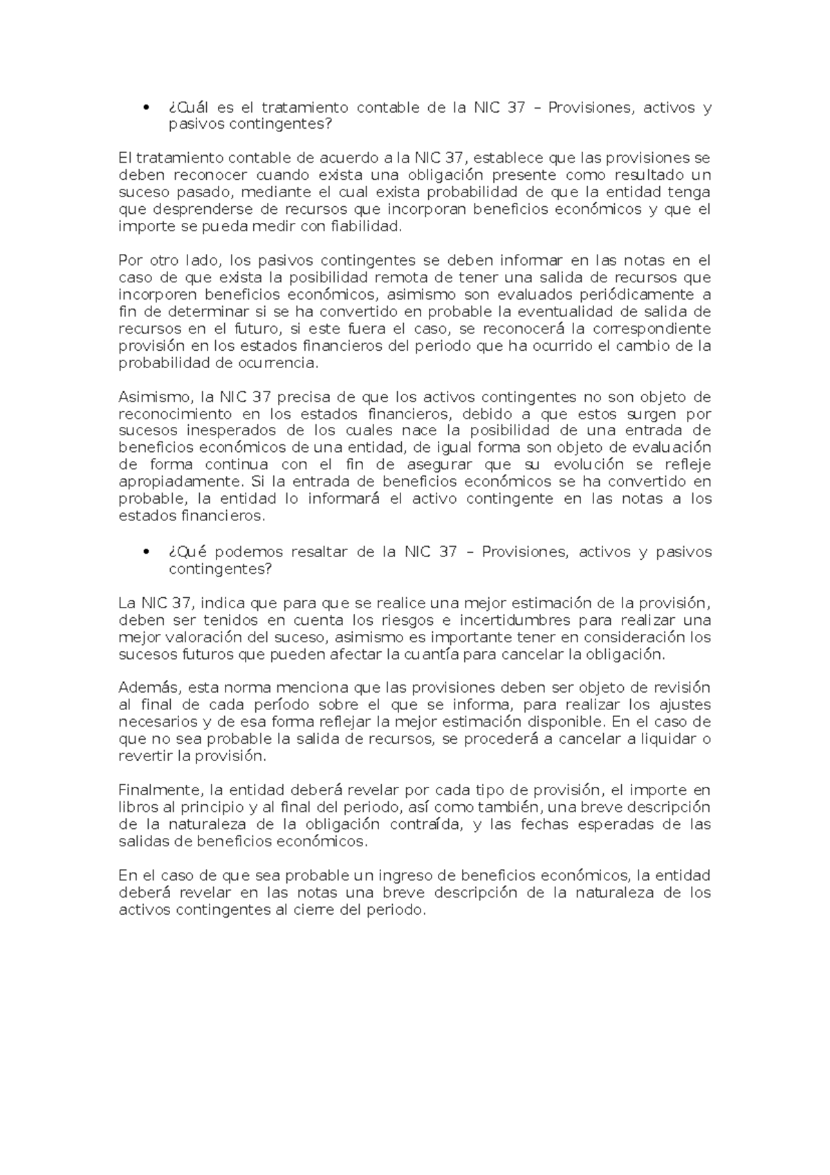 Foro NIC 37 - COSTOS - ¿Cuál es el tratamiento contable de la NIC 37 ...