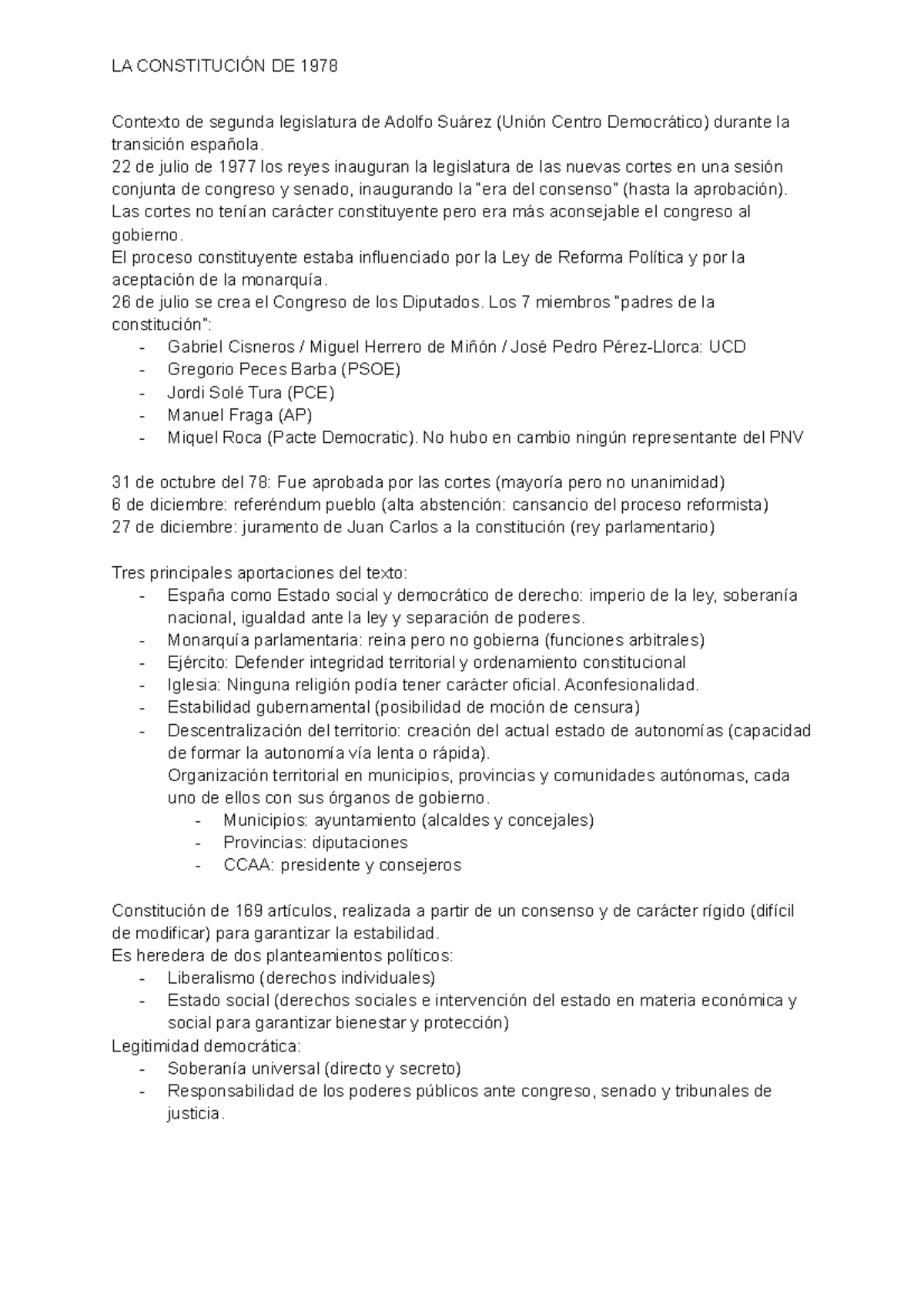 Constitucion 78 resumen - LA CONSTITUCIÓN DE 1978 Contexto de segunda ...