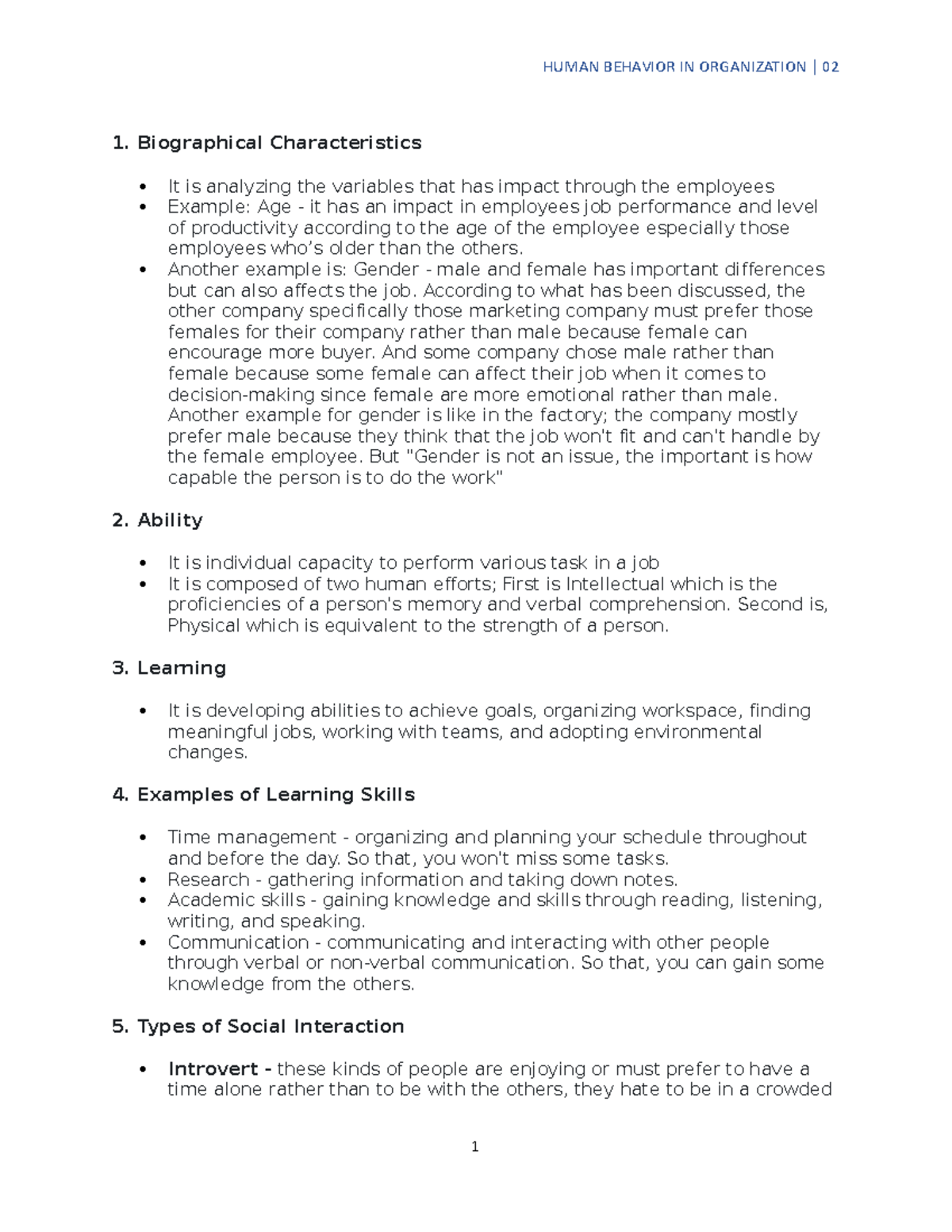 Biographical Characteristics - HUMAN BEHAVIOR IN ORGANIZATION | 02 ...