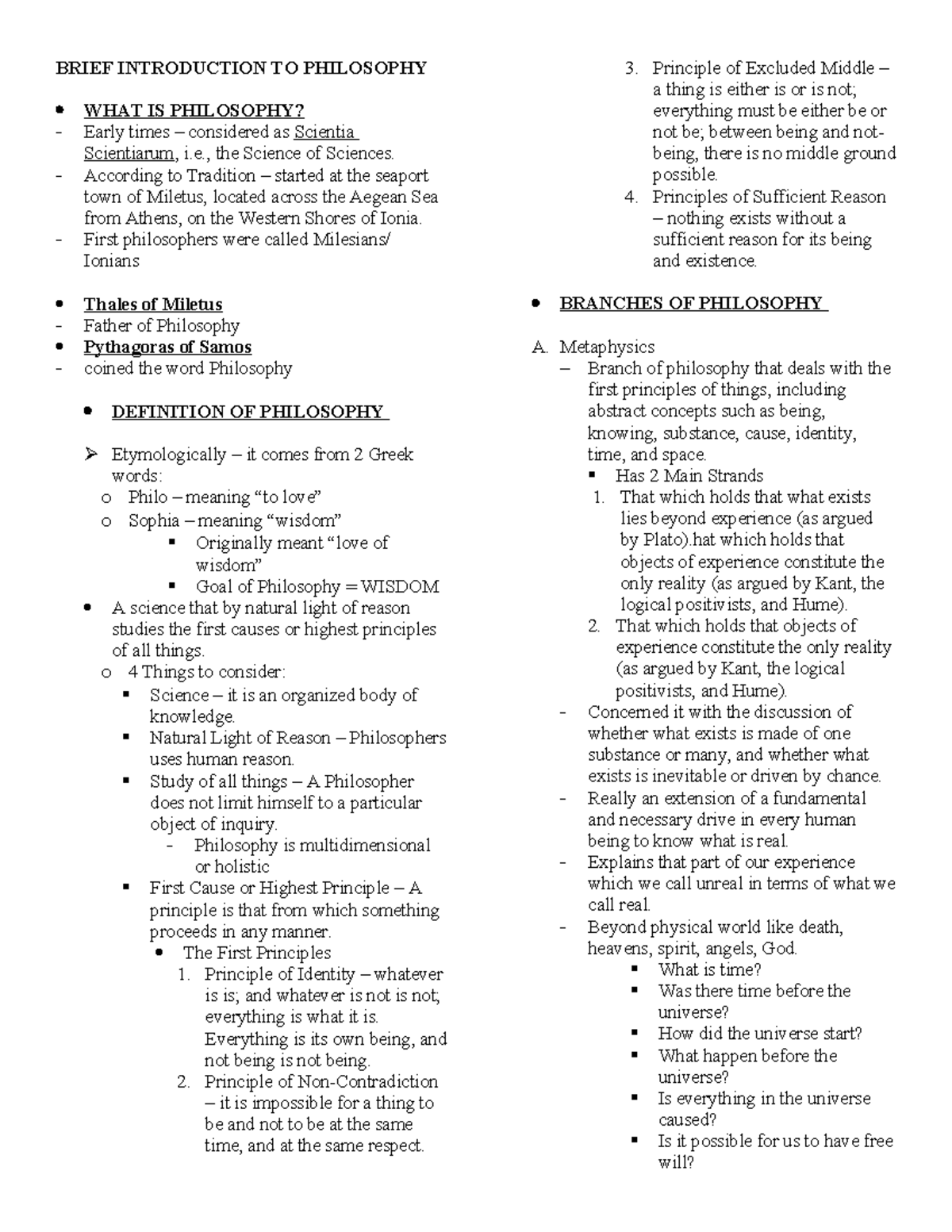 Introduction TO Philosophy - BRIEF INTRODUCTION TO PHILOSOPHY WHAT IS ...