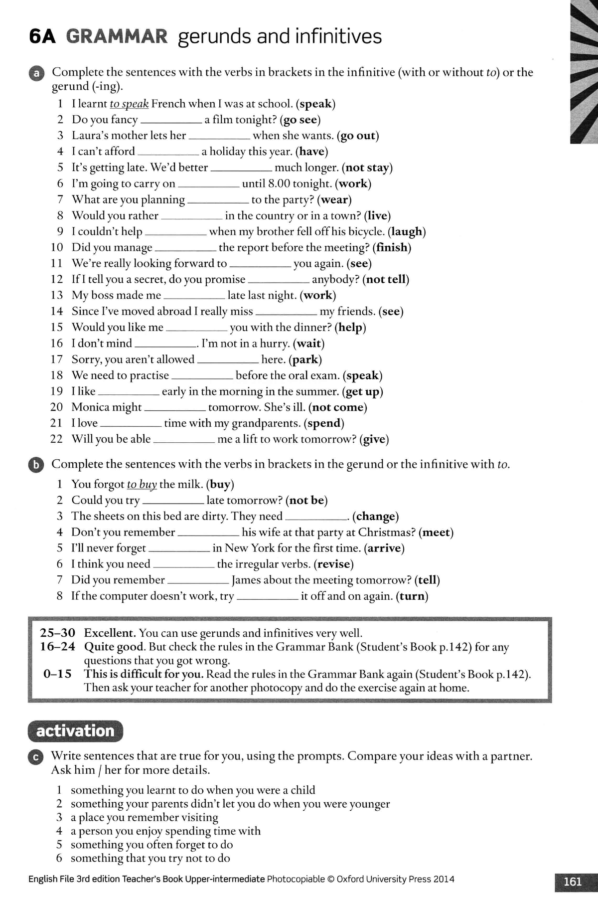 English File 3e UPP TB - ...... - 6A GRAMMAR gerunds and infinitives 0 ...