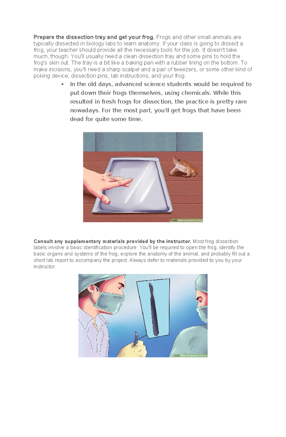 Dissection-Experiment - Prepare the dissection tray and get your frog ...