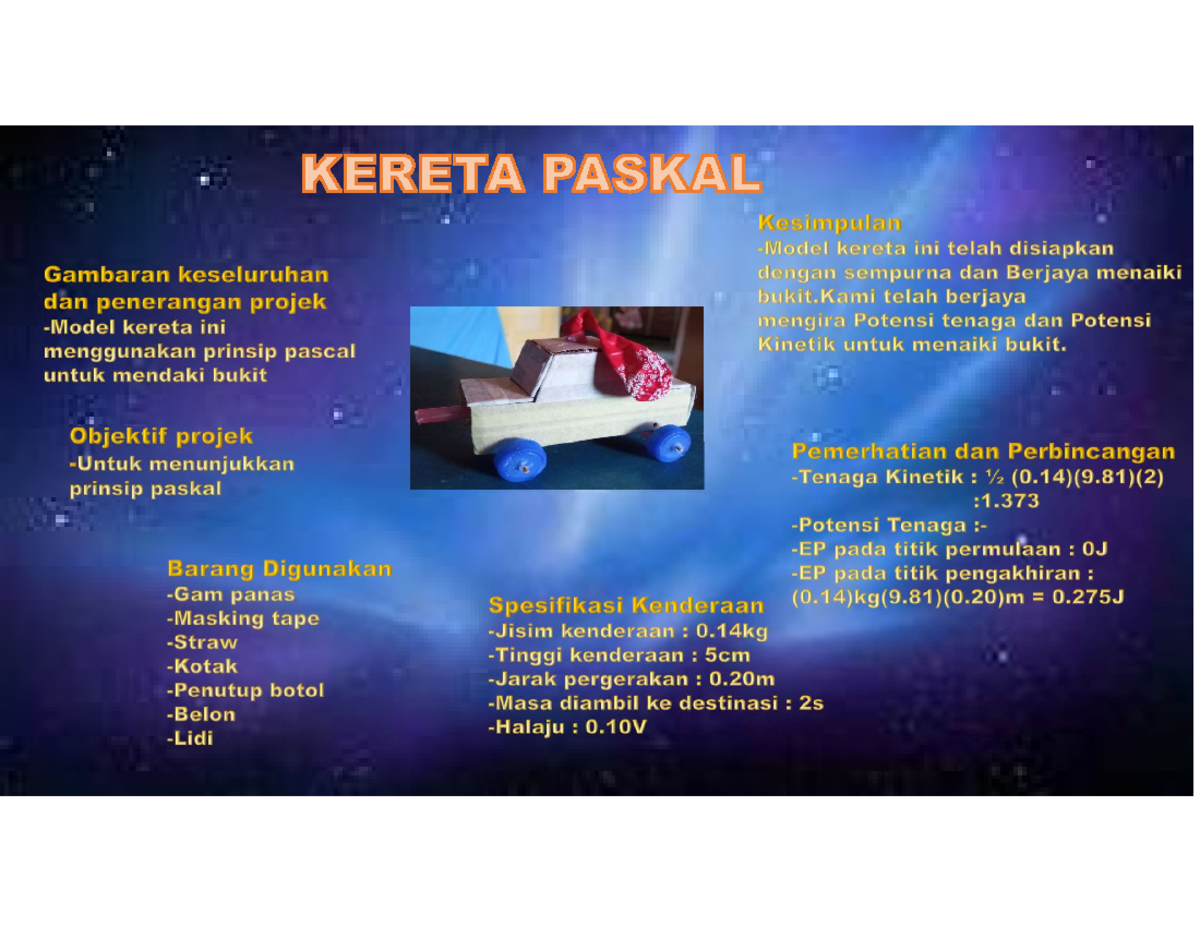 Pascal car poster - kejuruteraan mekanikal bahan - Studocu