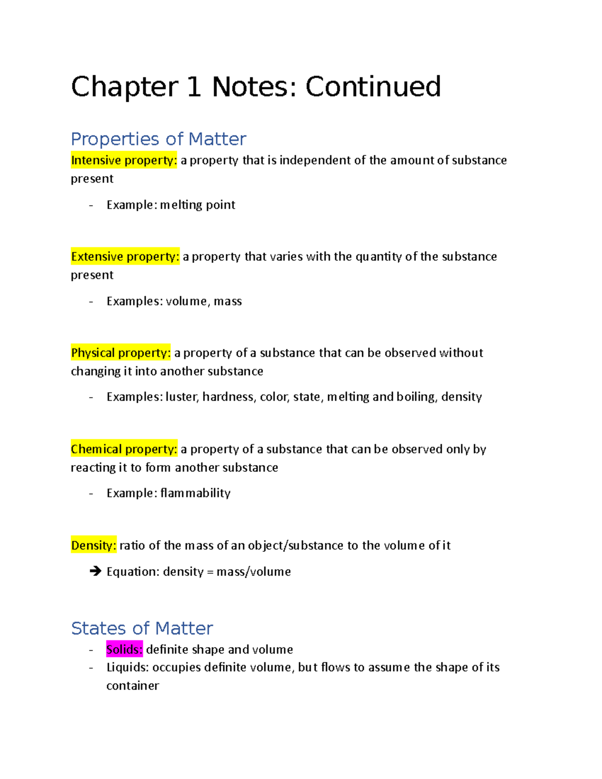 Chemistry Chapter 1 Notes part 3 - Chapter 1 Notes: Continued ...