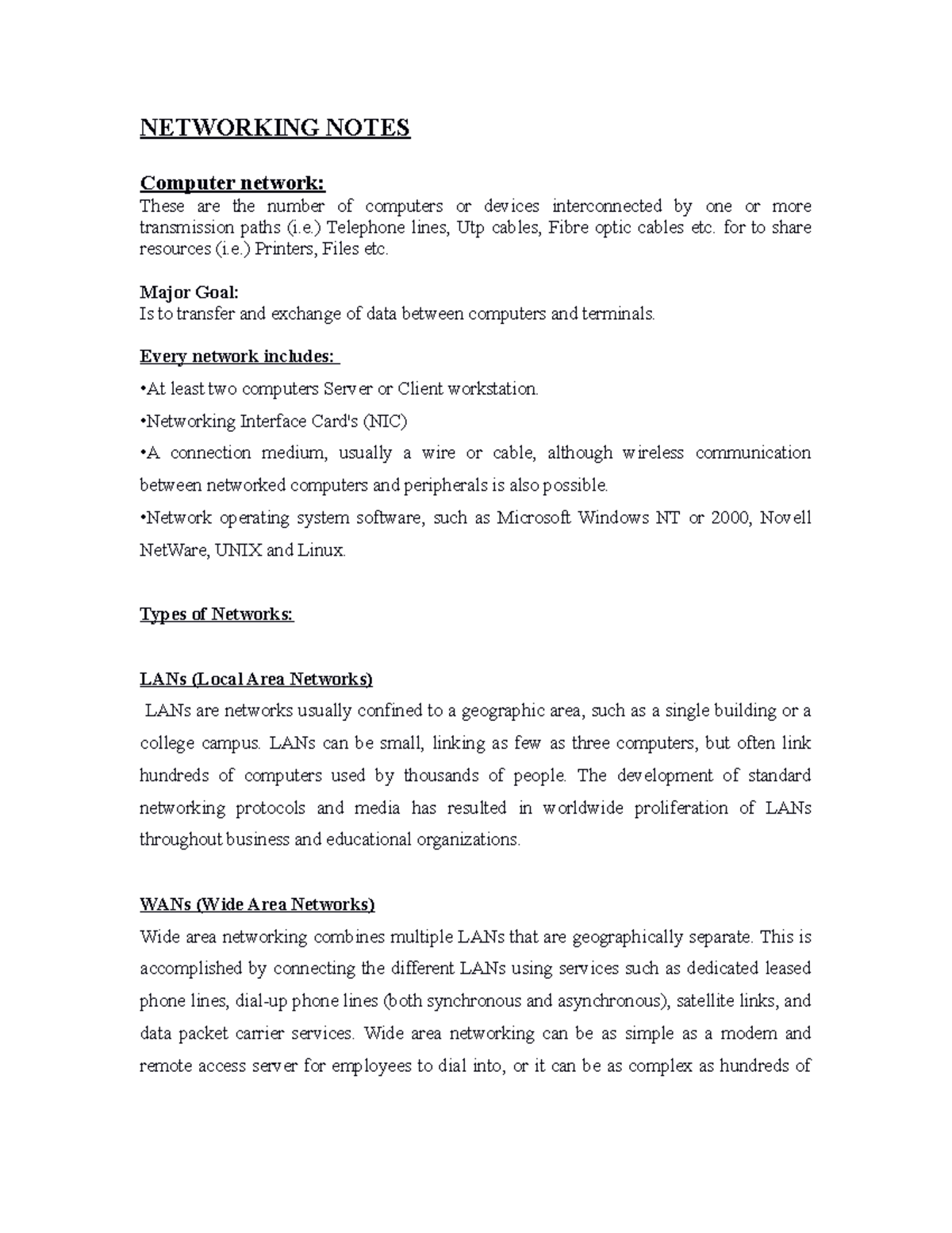 Networking Notes - Hhh - Electrical engineering - Studocu