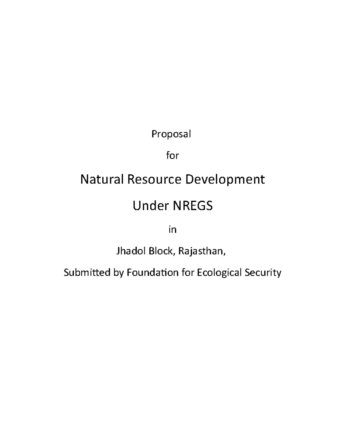 1.Block Introduction(Jhadol) - Proposal for Natural Resource Development Under NREGS in Jhadol ...