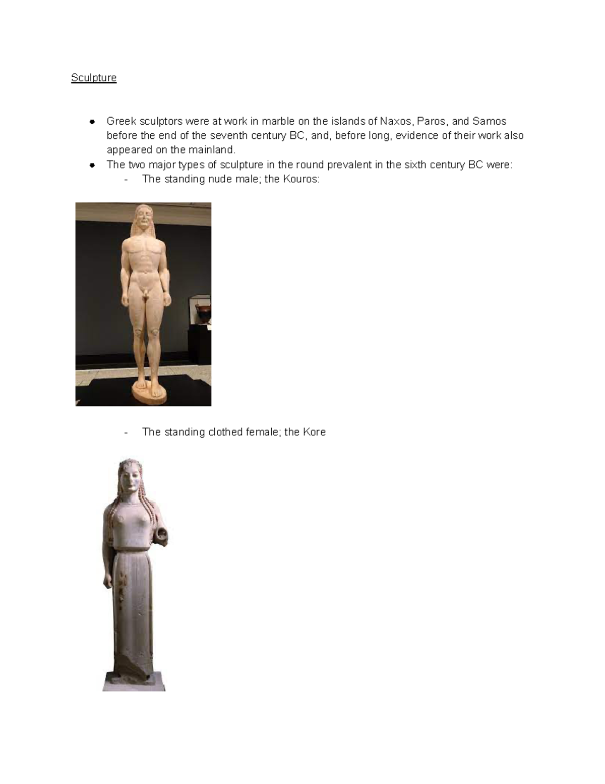 Lecture Notes about Greek and Roman archaeology and history - Sculpture ...
