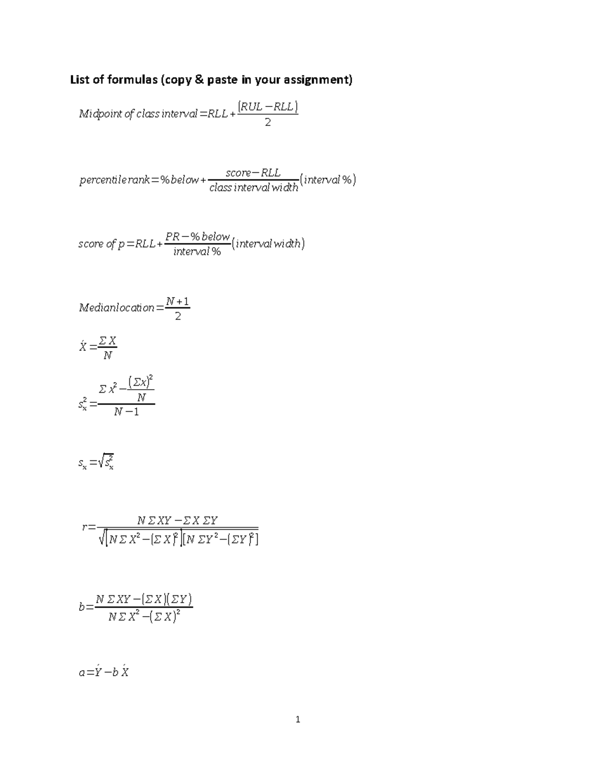 List+of+formulas - formulas - IOP2601 - List of formulas (copy paste in ...