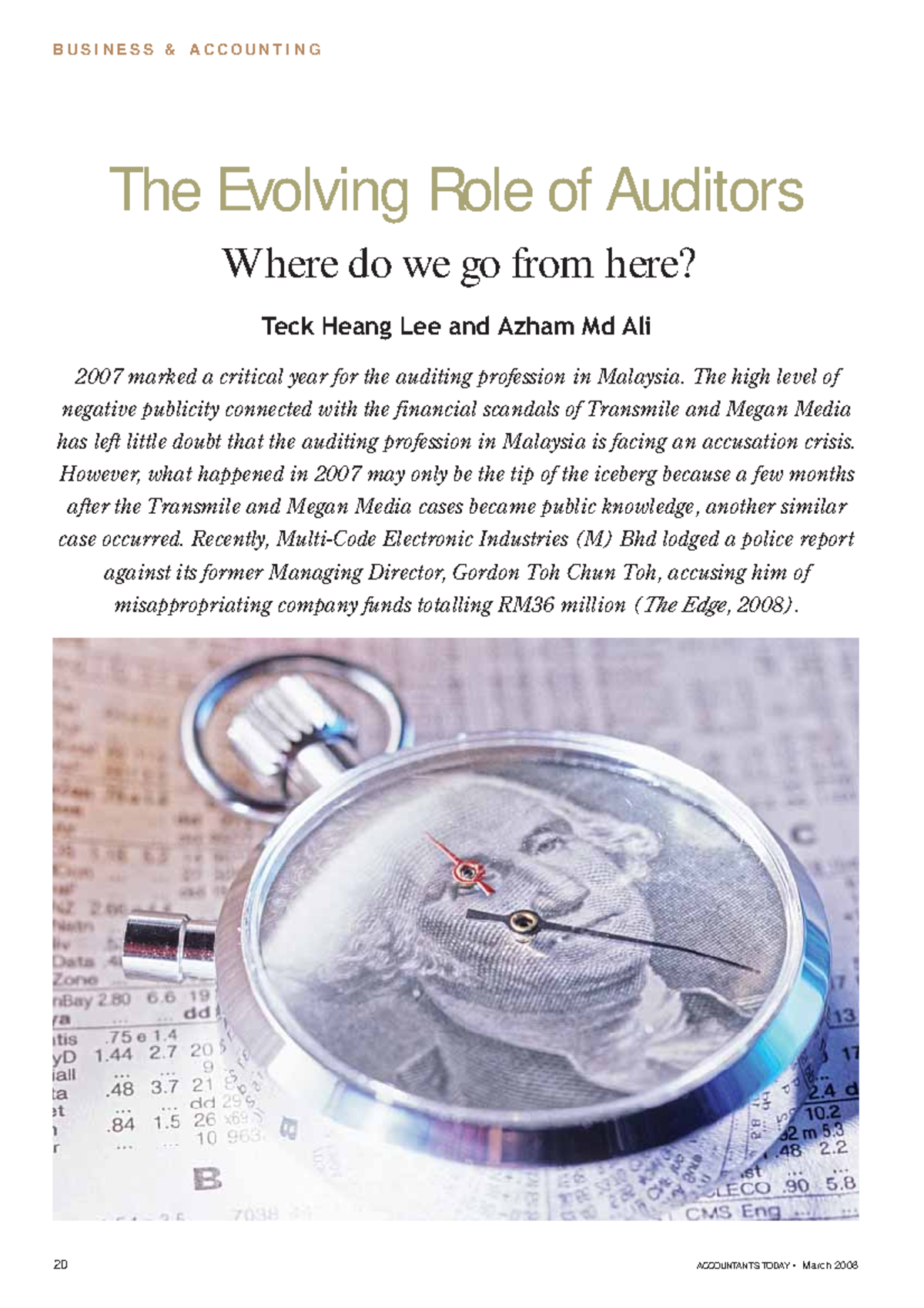 Historical development of auditing - 20 ACCOUNTANTS TODAY • March 2008 ...