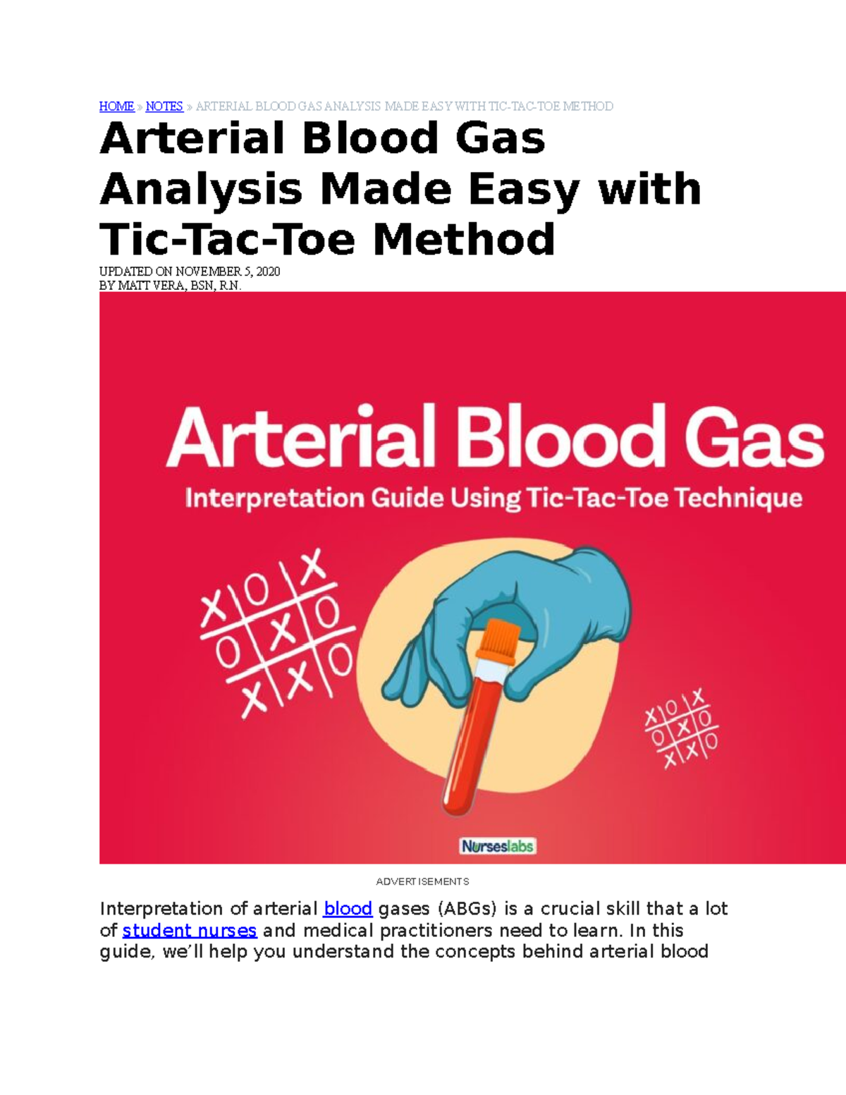 Nurselabs abgs A good Explanation - HOME » NOTES » ARTERIAL BLOOD GAS ...
