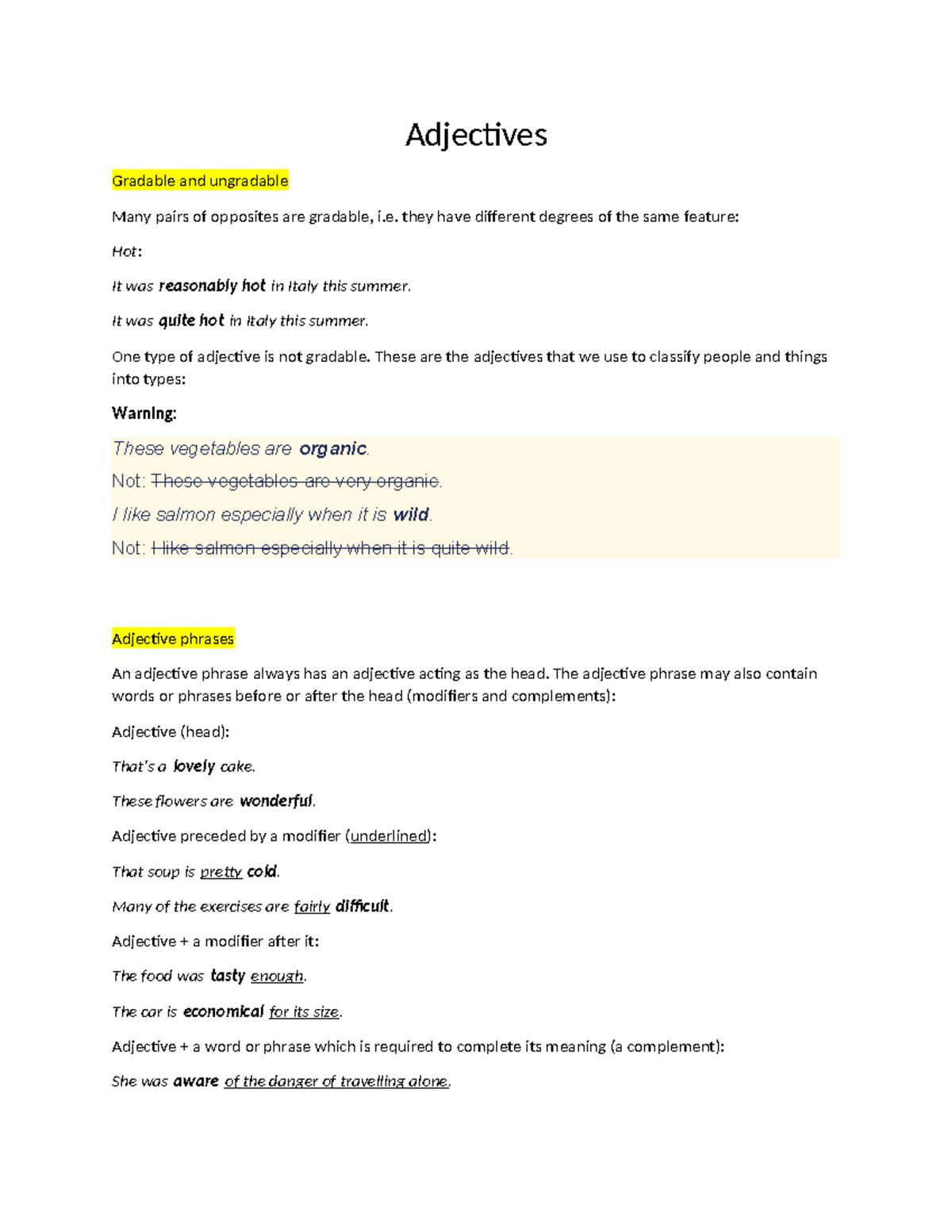 Adjectives - ghghgh - Adjectives Gradable and ungradable Many pairs of ...