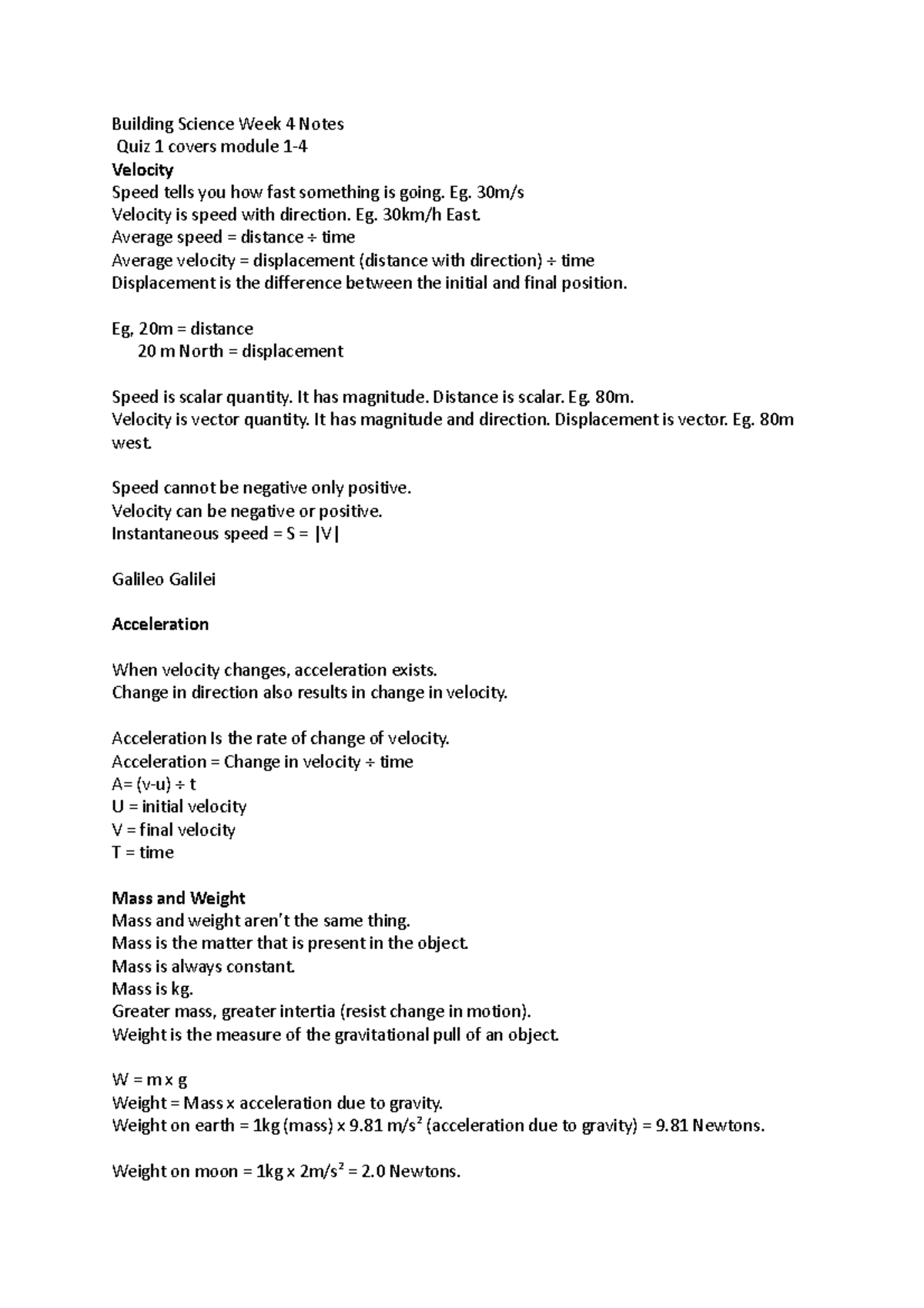 Building Science Week 4 Notes - Building Science Week 4 Notes Quiz 1 ...
