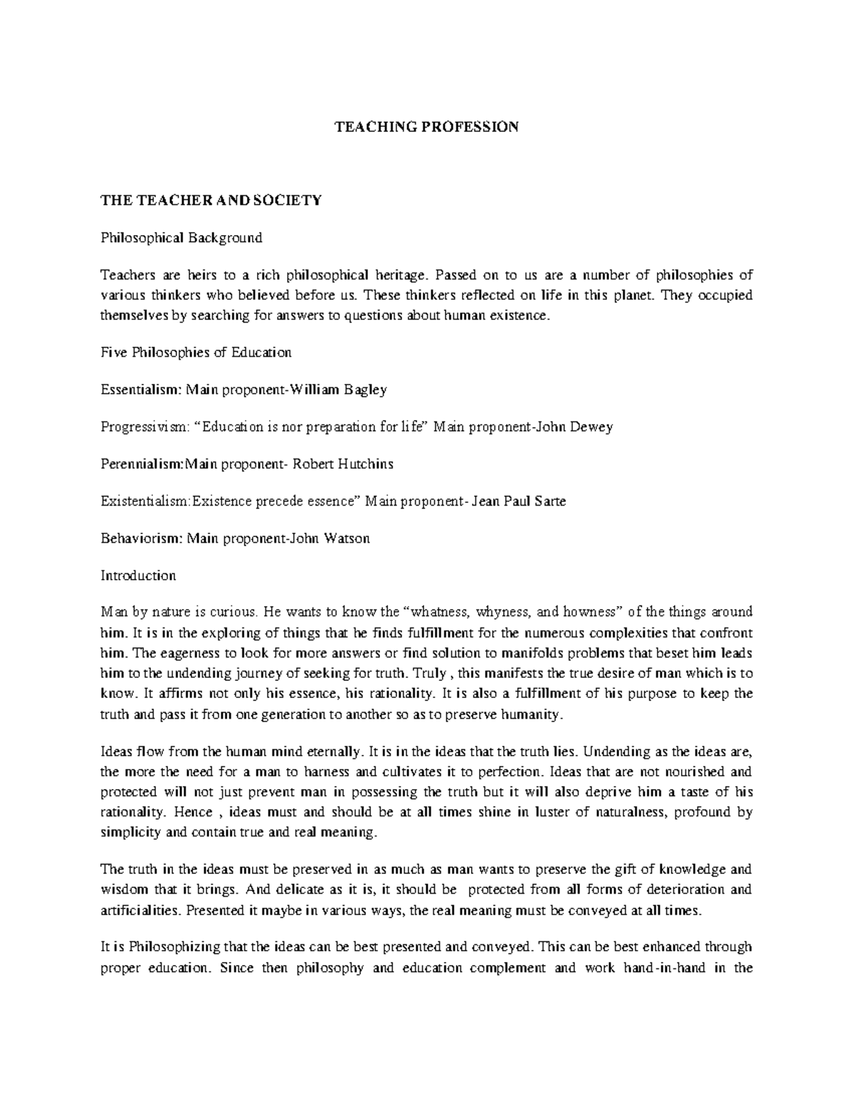 Teaching- Profession - For study purpose - TEACHING PROFESSION THE ...