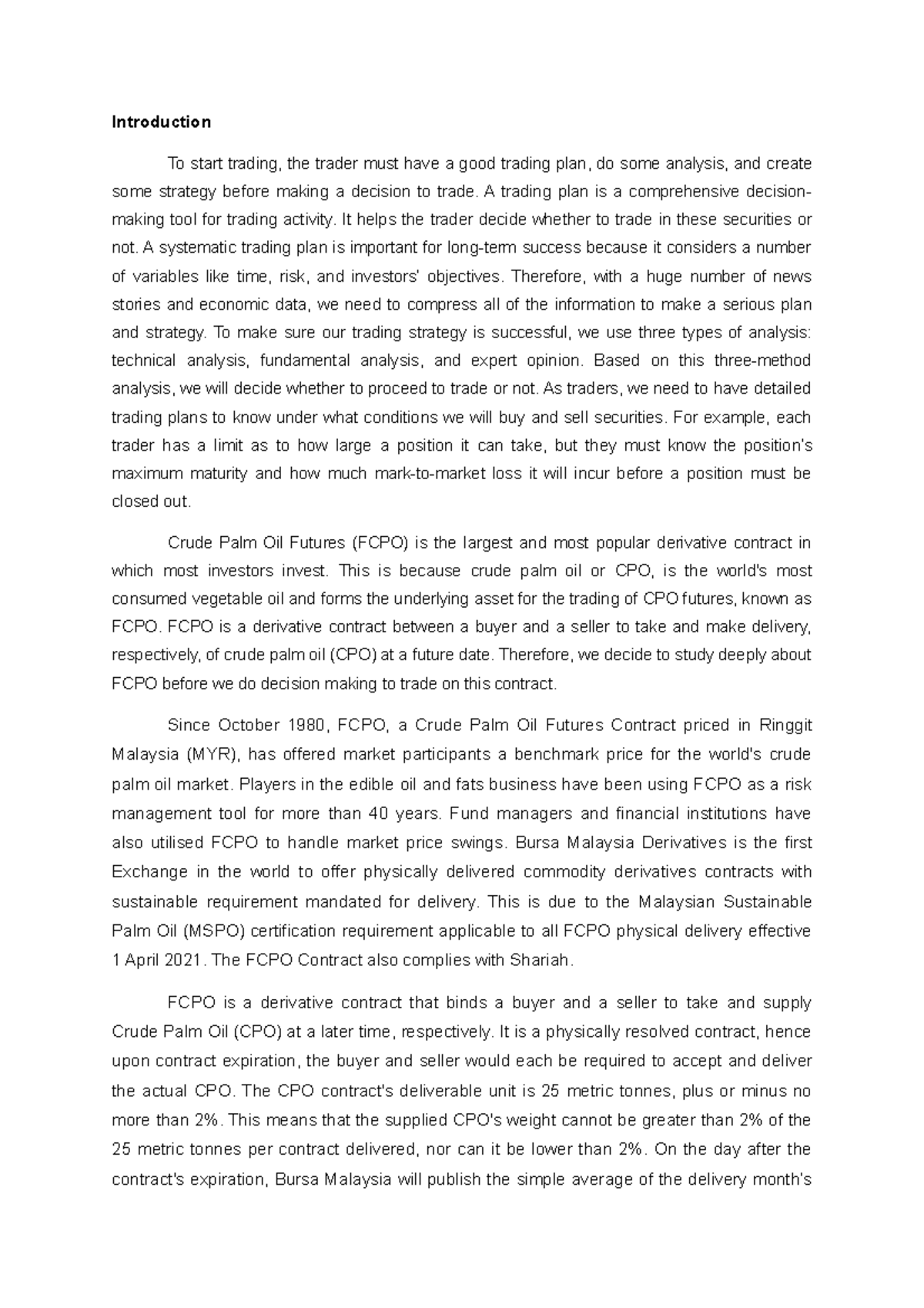 Group Assignment Trading Strategic and Plan Introduction - Introduction ...