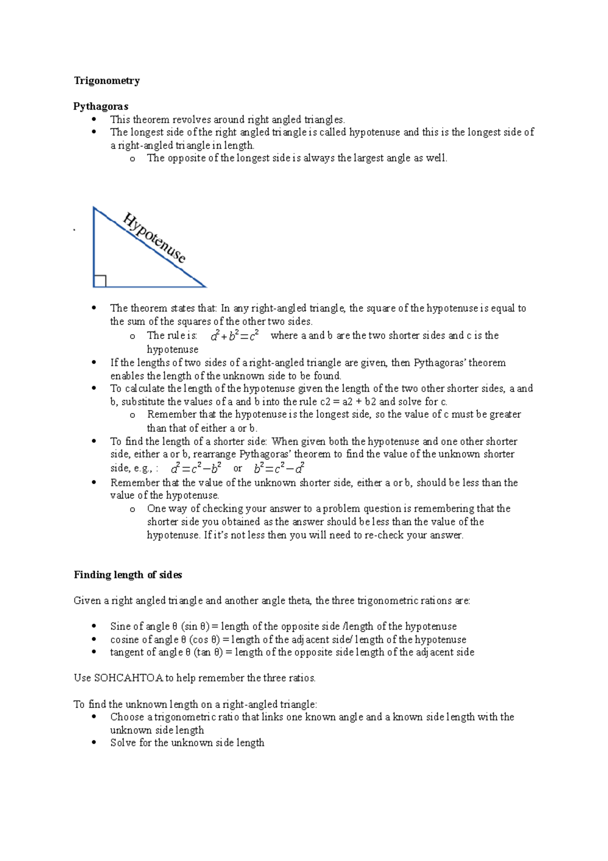 Trigonometry - N/A - Trigonometry Pythagoras This theorem revolves ...