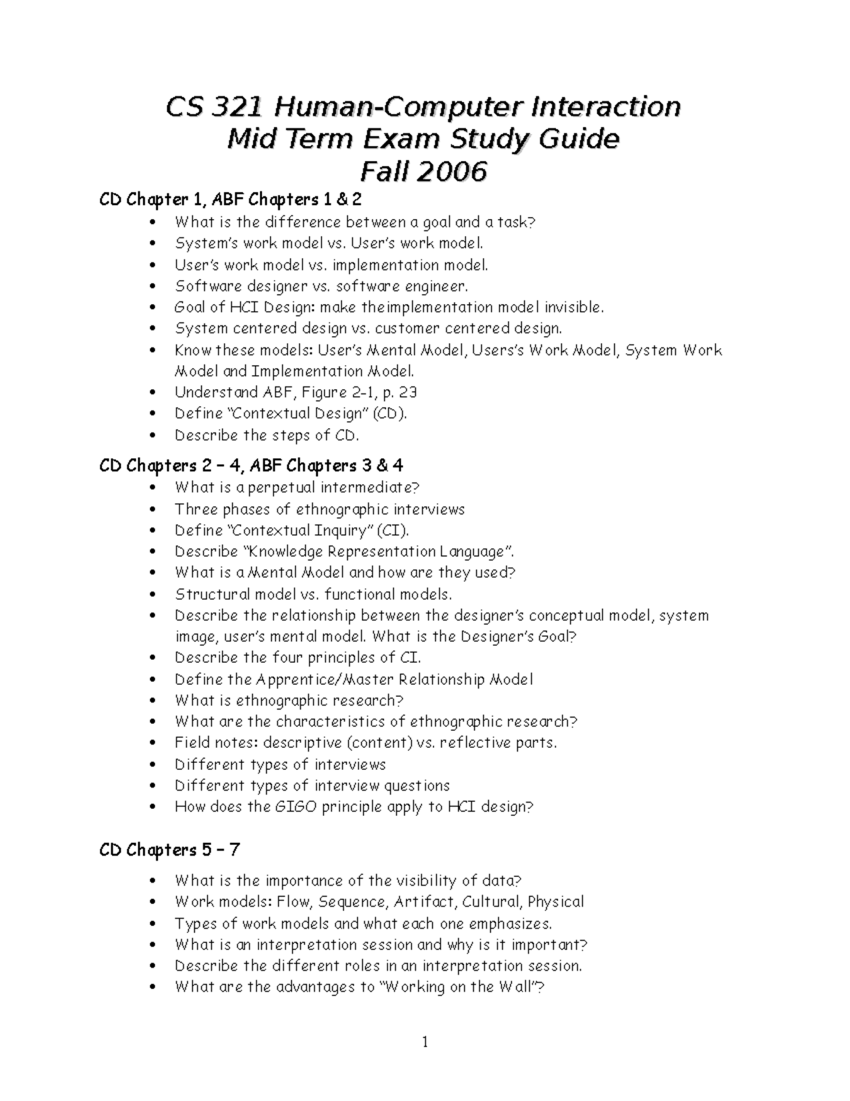 Midterm Study Guide - CS 321 Human-Computer InteractionCS 321 Human ...