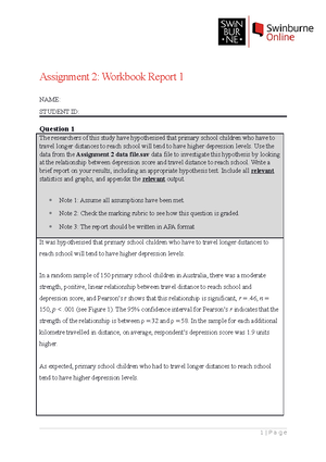 Assignment 3 Workbook 2 - STA Assignment 3: Workbook TASK A A study was conducted to investigate ...