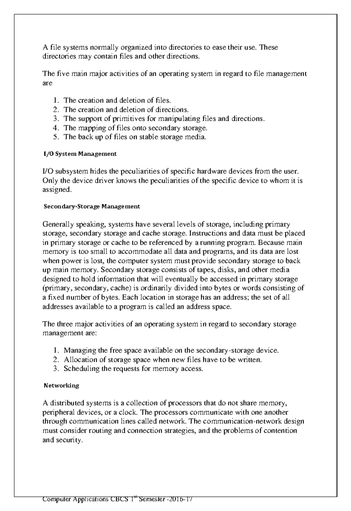 Computer Applications 5thsem 4 A File Systems Normally Organized Into Directories To